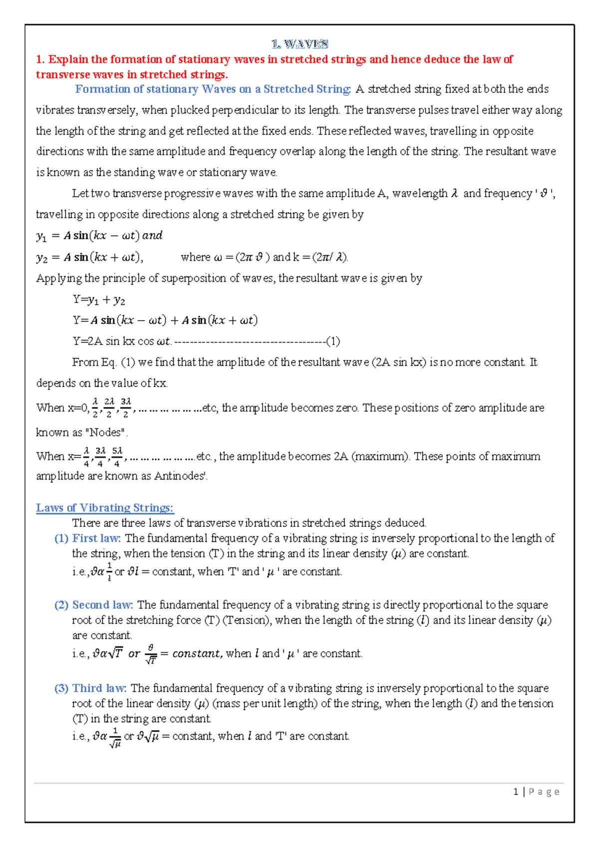 1. Waves - This notes are very helpful for students who are studying ...
