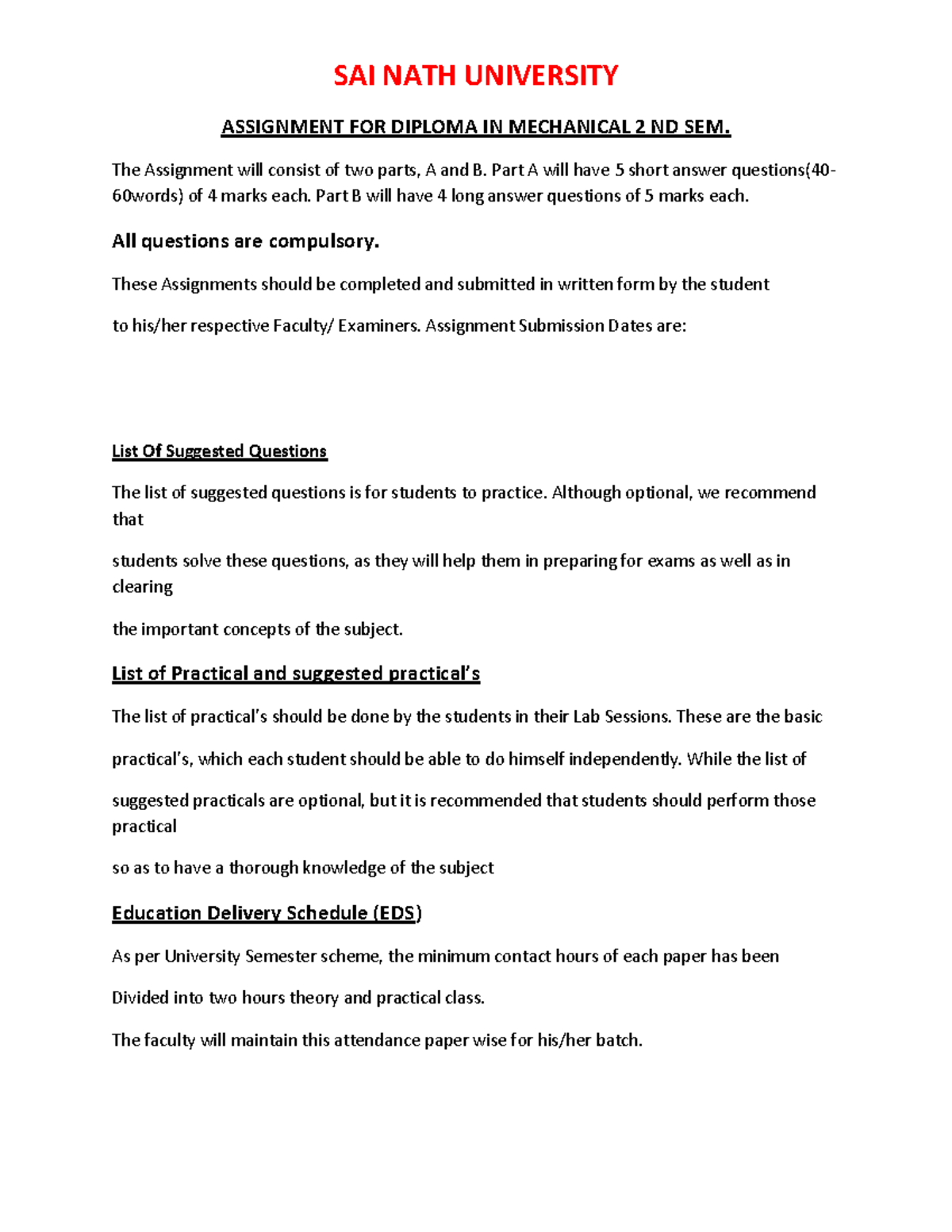 Mechanical diploma 2 sem assingment - ASSIGNMENT FOR DIPLOMA IN MECHANICAL 2 ND SEM. The ...