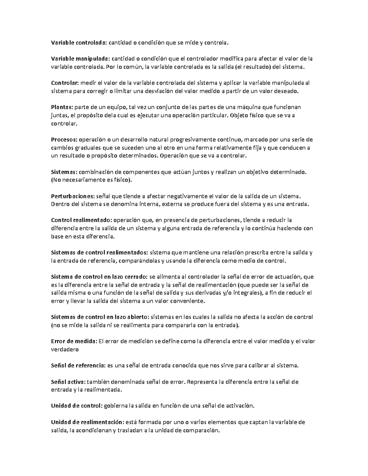 Conceptos - E. - Variable controlada: cantidad o condición que se mide ...