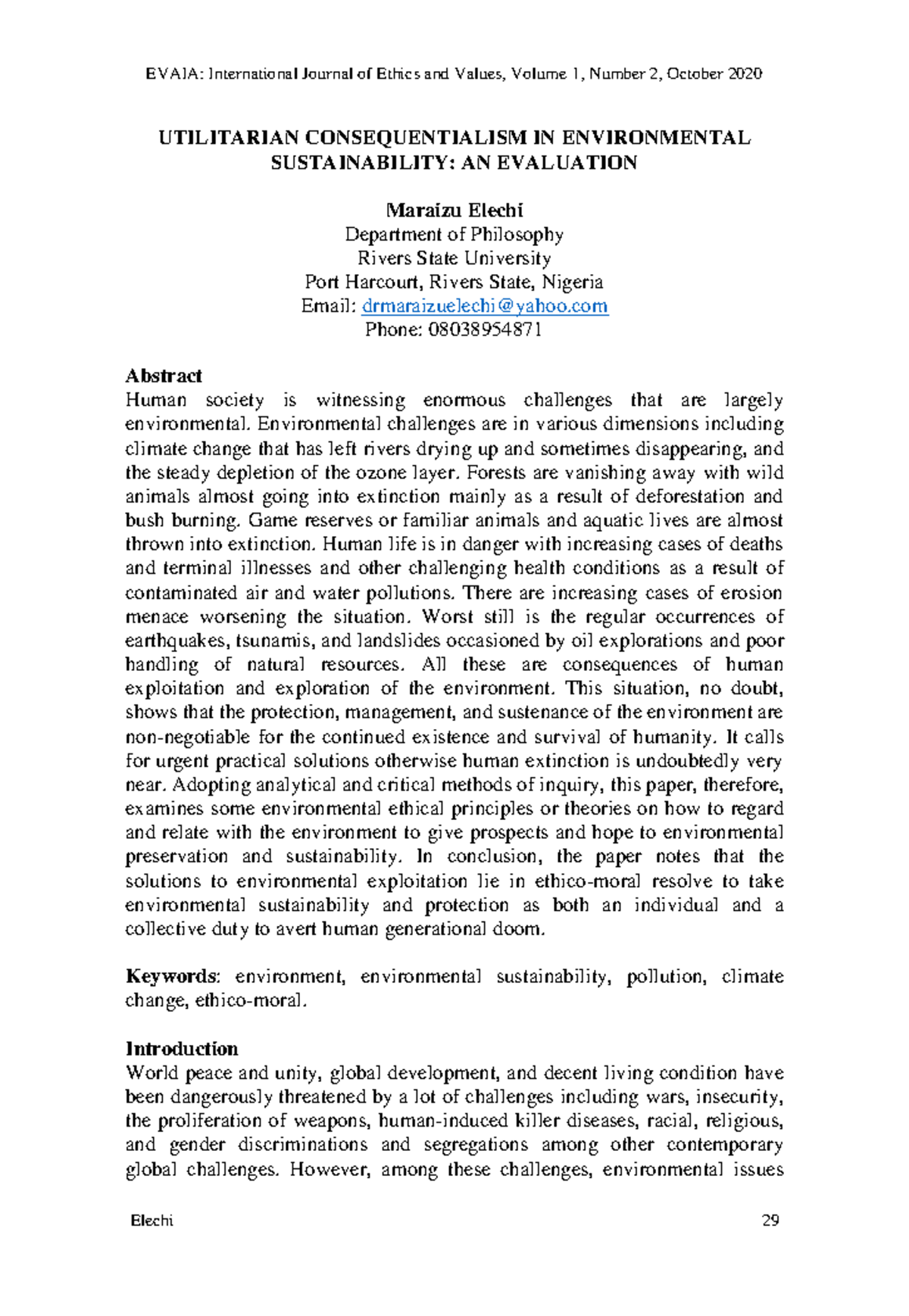1260 2495 1 SM - report - UTILITARIAN CONSEQUENTIALISM IN ENVIRONMENTAL ...