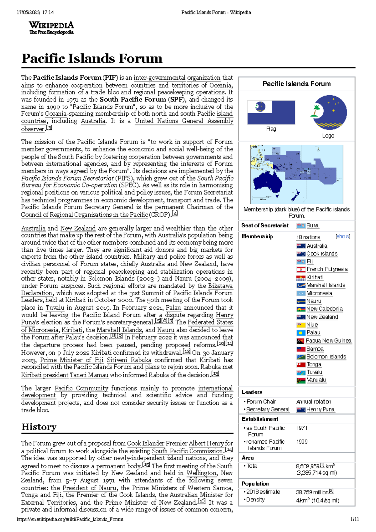 Pacific Islands Forum - Wikipedia - [show] Pacific Islands Forum Flag ...