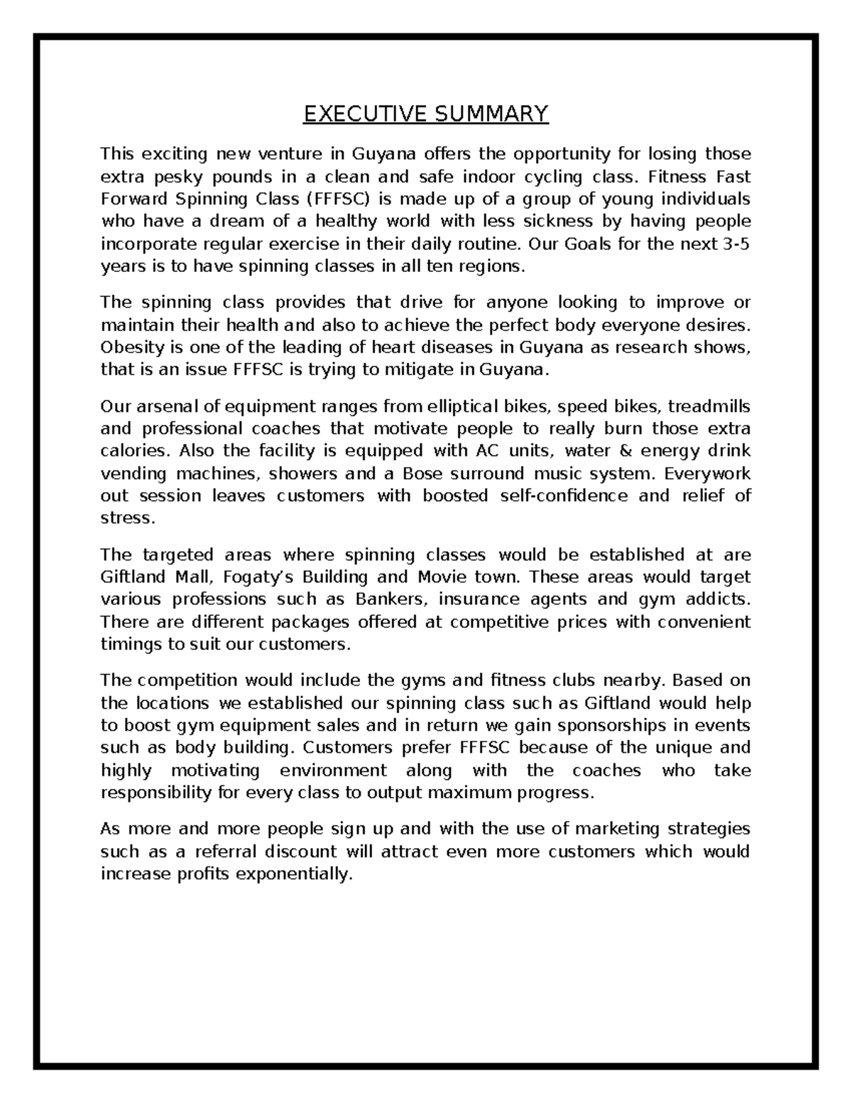 Executive Summary - sample - EXECUTIVE SUMMARY This exciting new ...