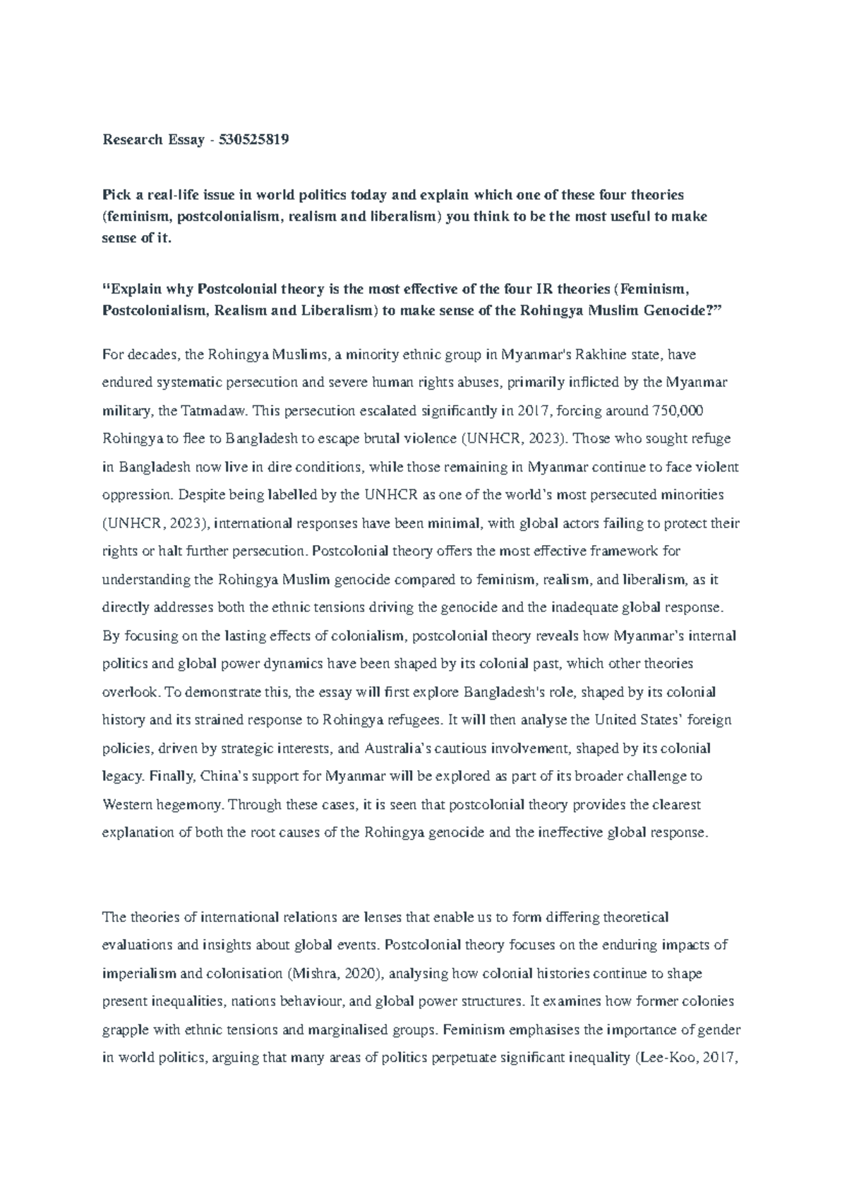 Research Essay - “Explain why Postcolonial theory is the most effective ...