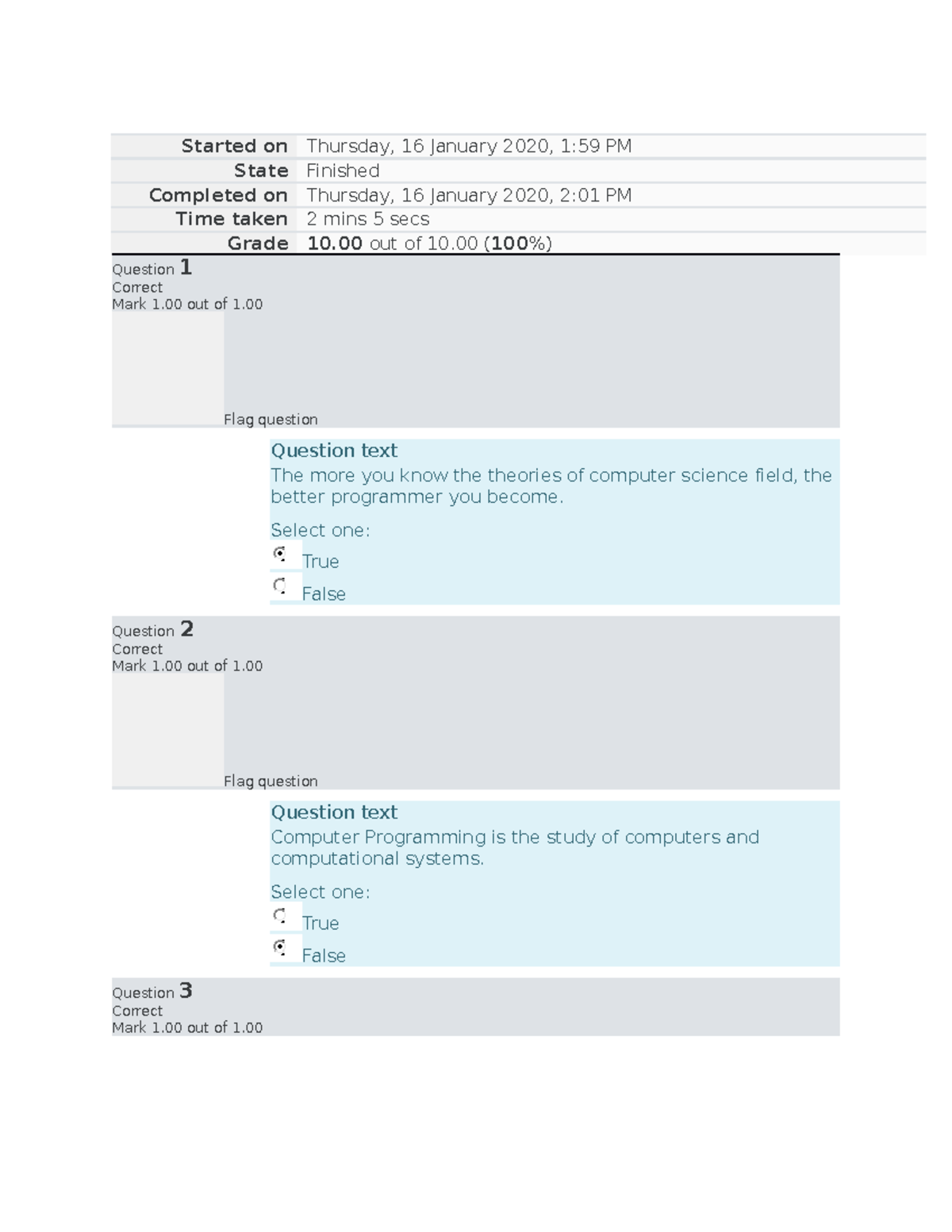 Programmingictudh - Started on Thursday, 16 January 2020, 1:59 PM State ...
