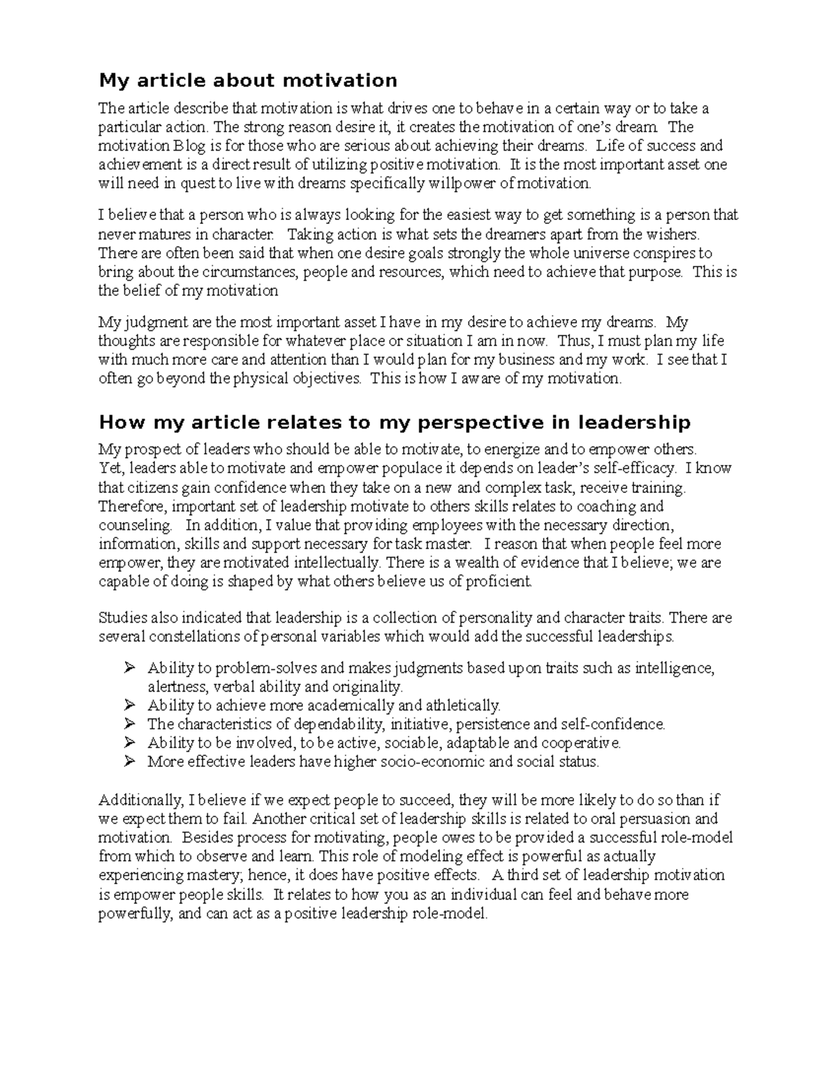 PE 548 Week 7 Current events article - My article about motivation The ...