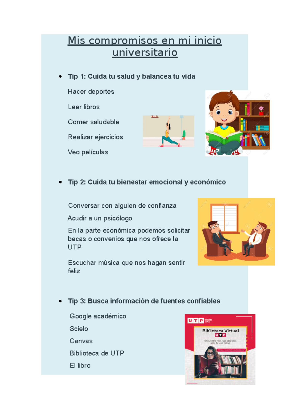 Mis compromisos en mi inicio universitario - Mis compromisos en mi inicio universitario Tip 1 ...