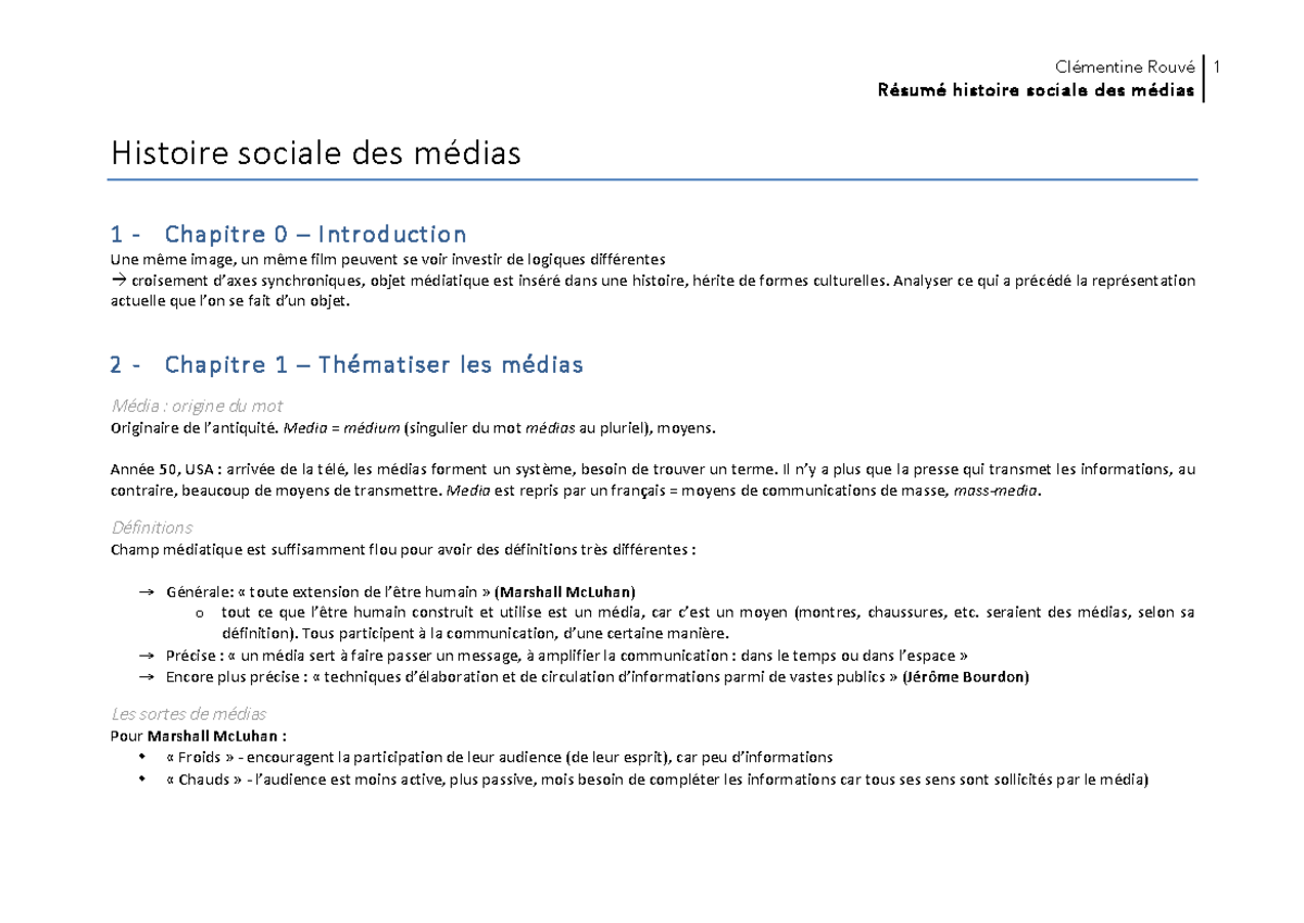 56994591807371-Résumé histoire sociale des médias - Clémentine Rouvé ...