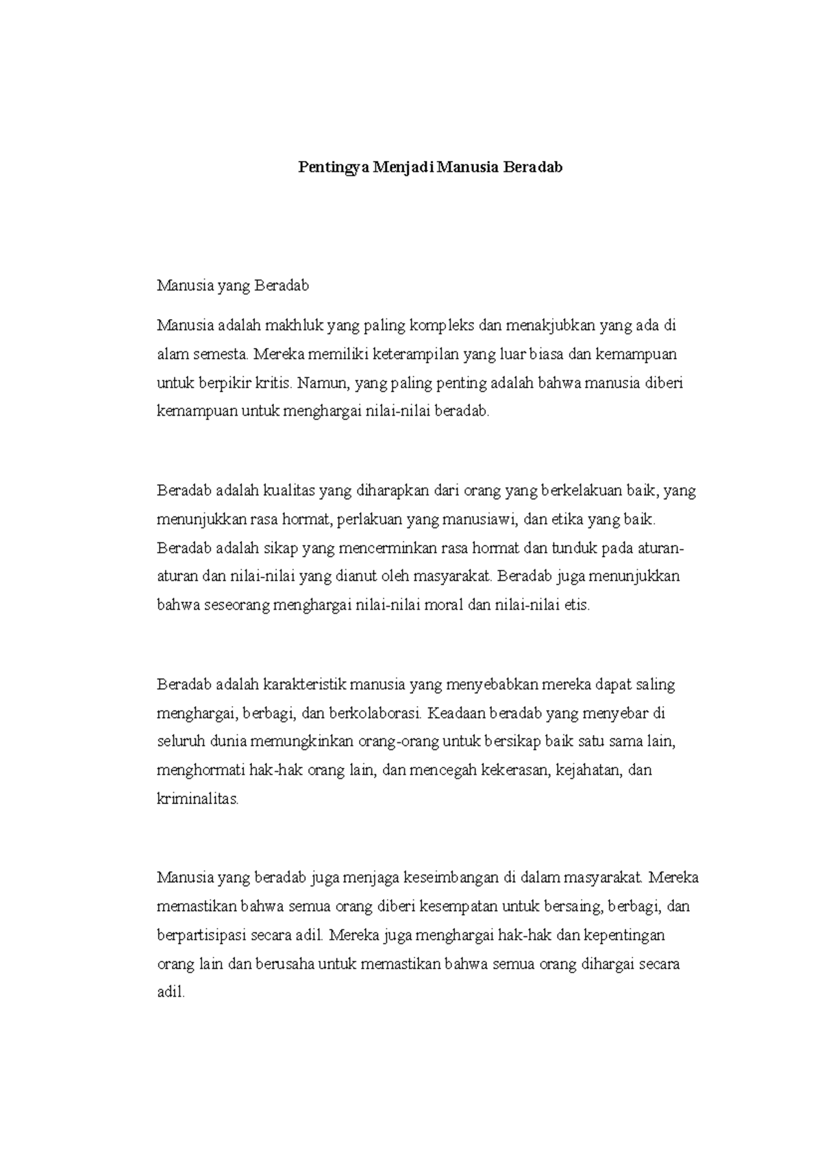 Pentingya Menjadi Manusia Beradab - Pentingya Menjadi Manusia Beradab ...