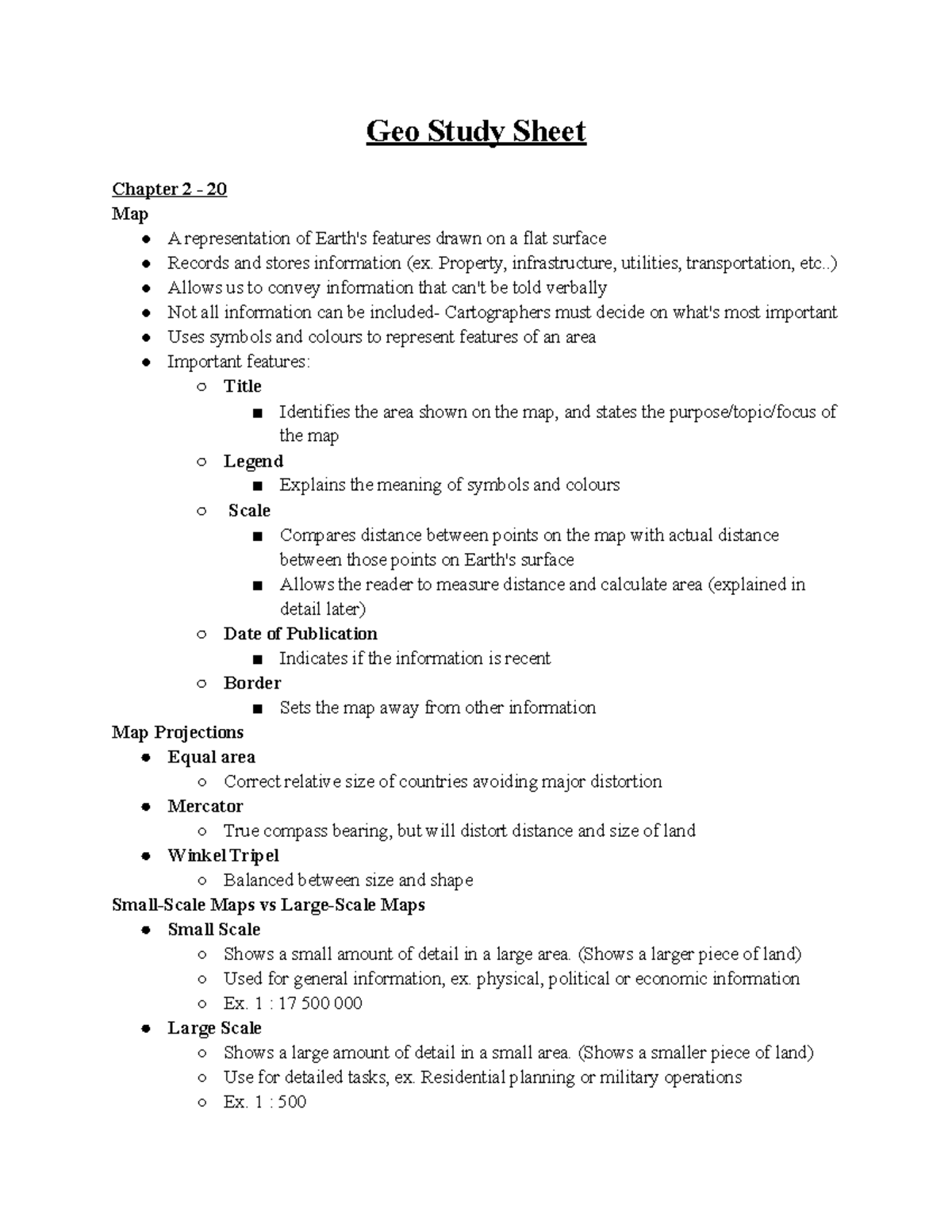 Geography 9 Study Guide - Geo Study Sheet Chapter 2 - 20 Map A ...