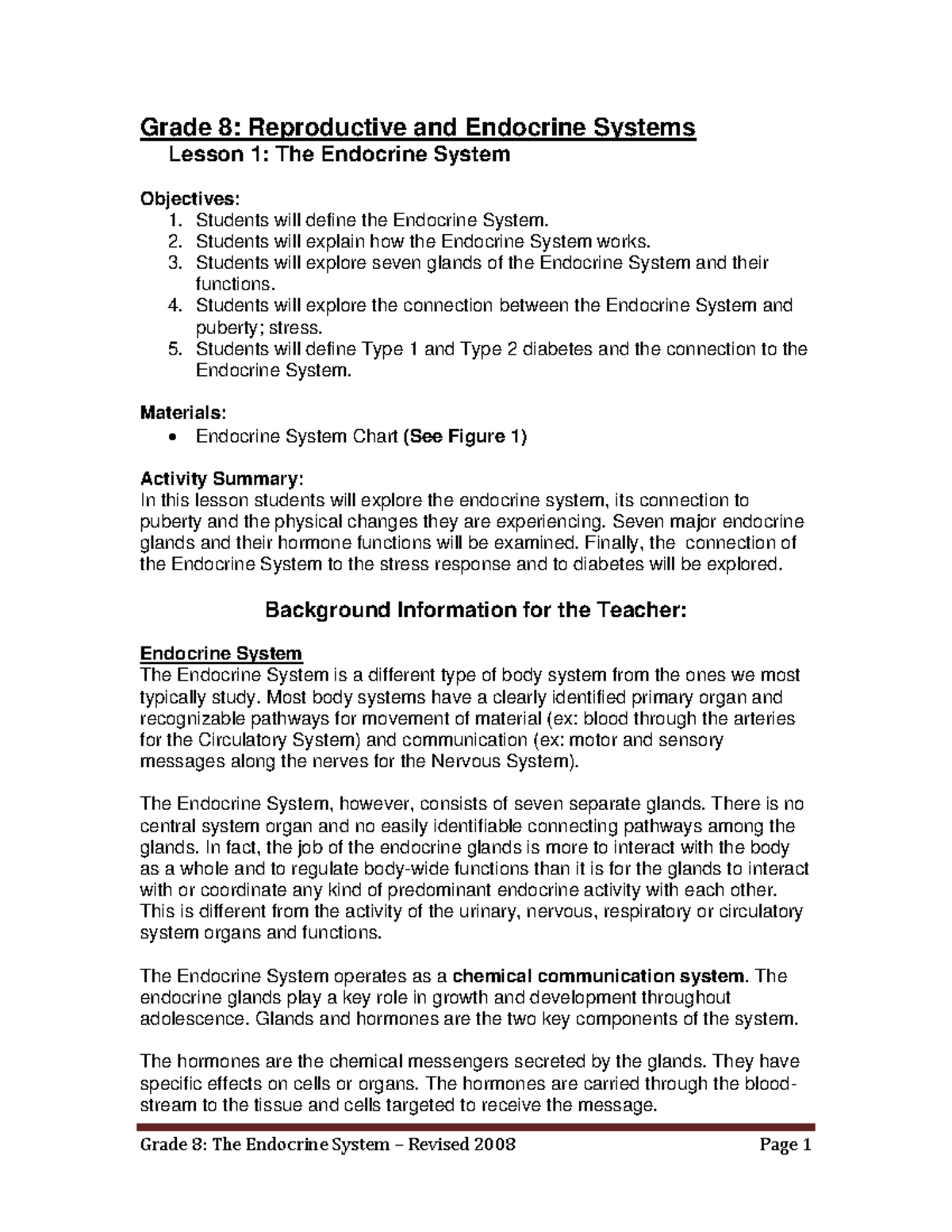 Gr8 endocrine - For education purposes - Grade 8: Reproductive and ...
