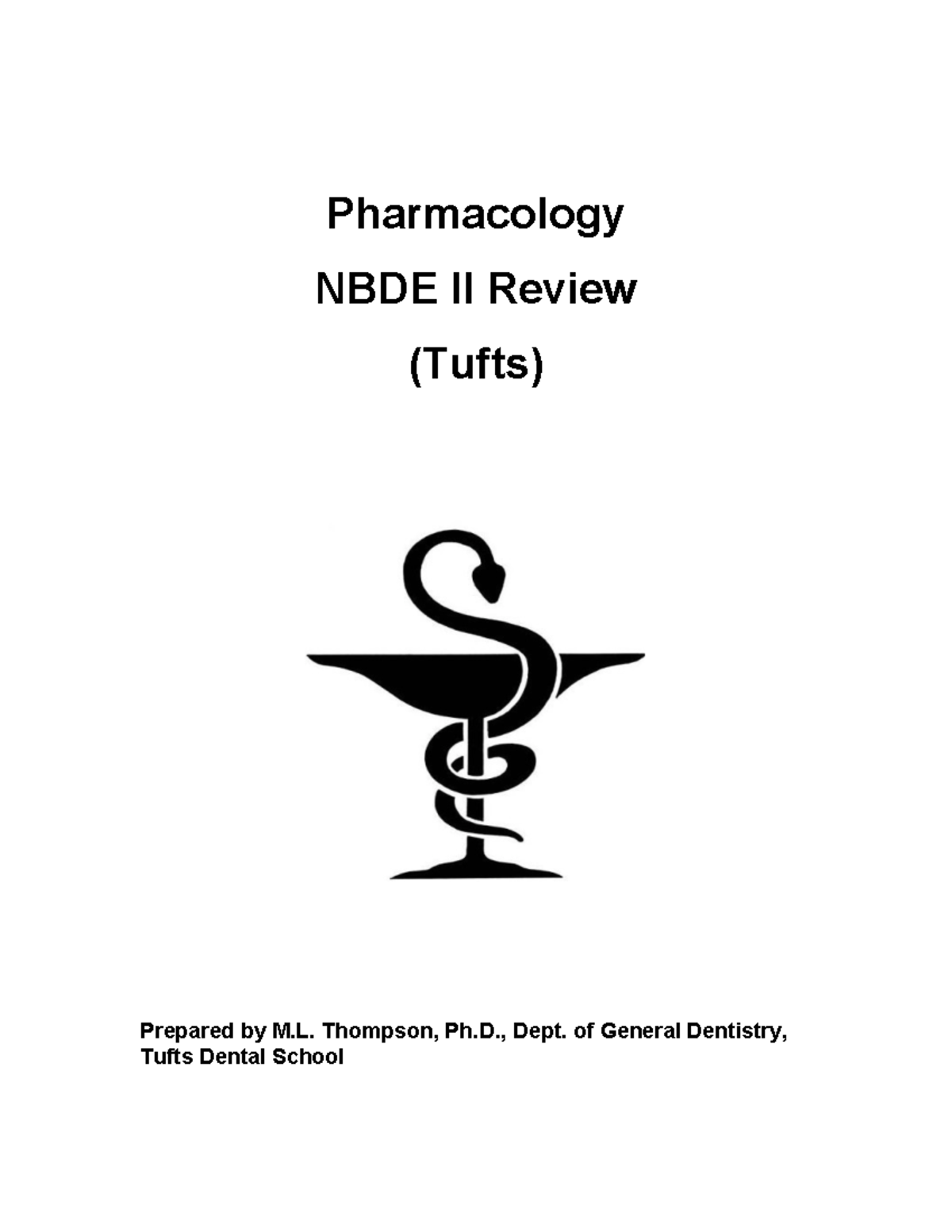 Pharmacology NBDE II Review (Tufts) - Pharmacology NBDE II Review ...