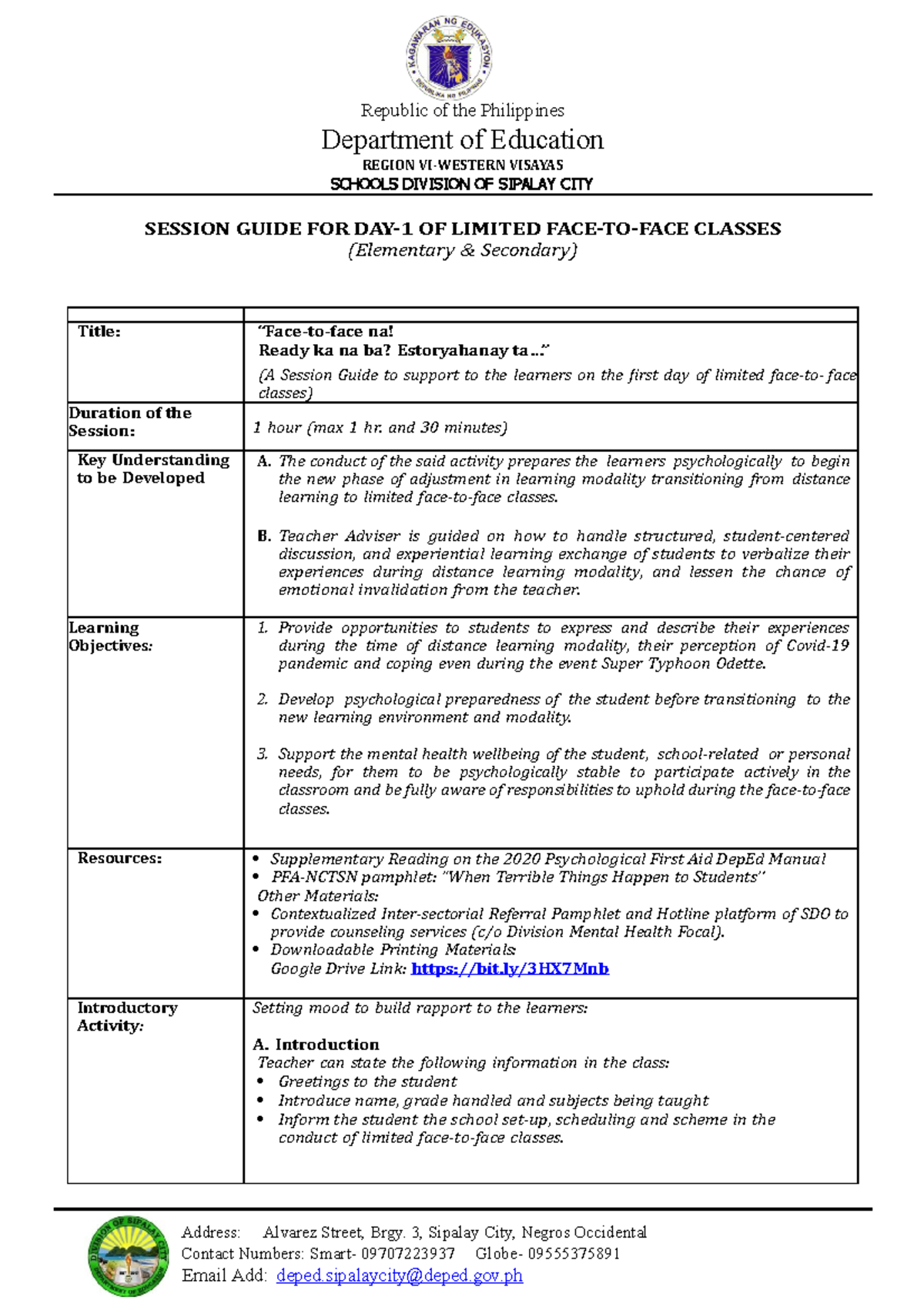 F- Mhpss-Classroom-Session-Guide-For-distribution - Address: Alvarez ...