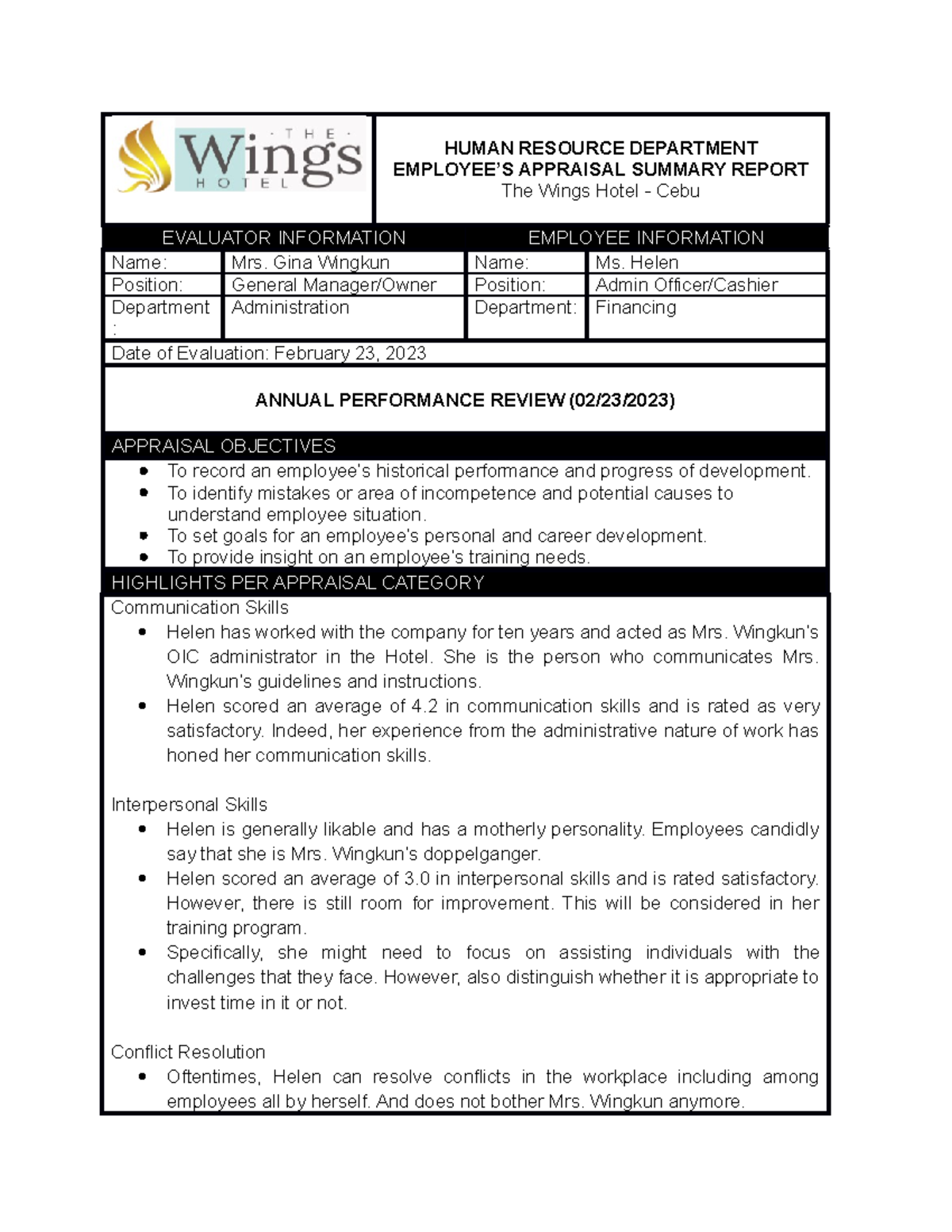 Appraisal-Summary-Report - HUMAN RESOURCE DEPARTMENT EMPLOYEE’S ...