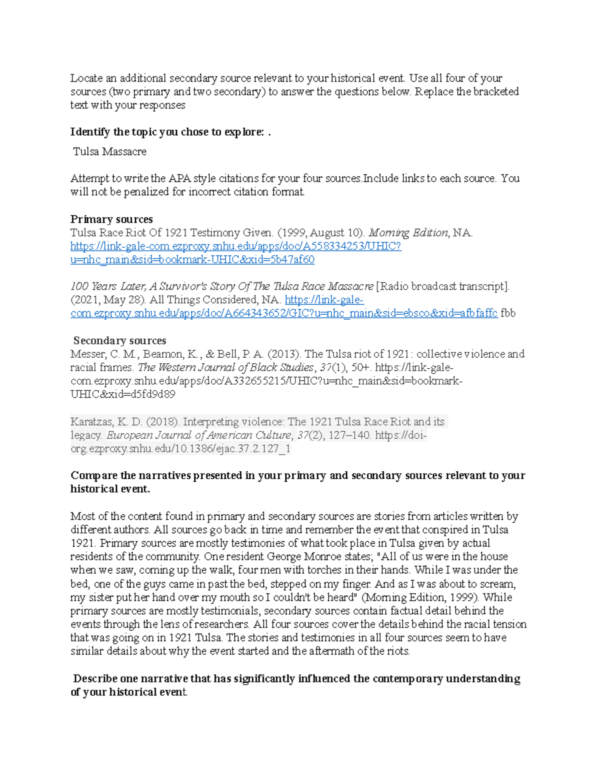 Historical narratives module 4 - HIS100 - SNHU - Studocu