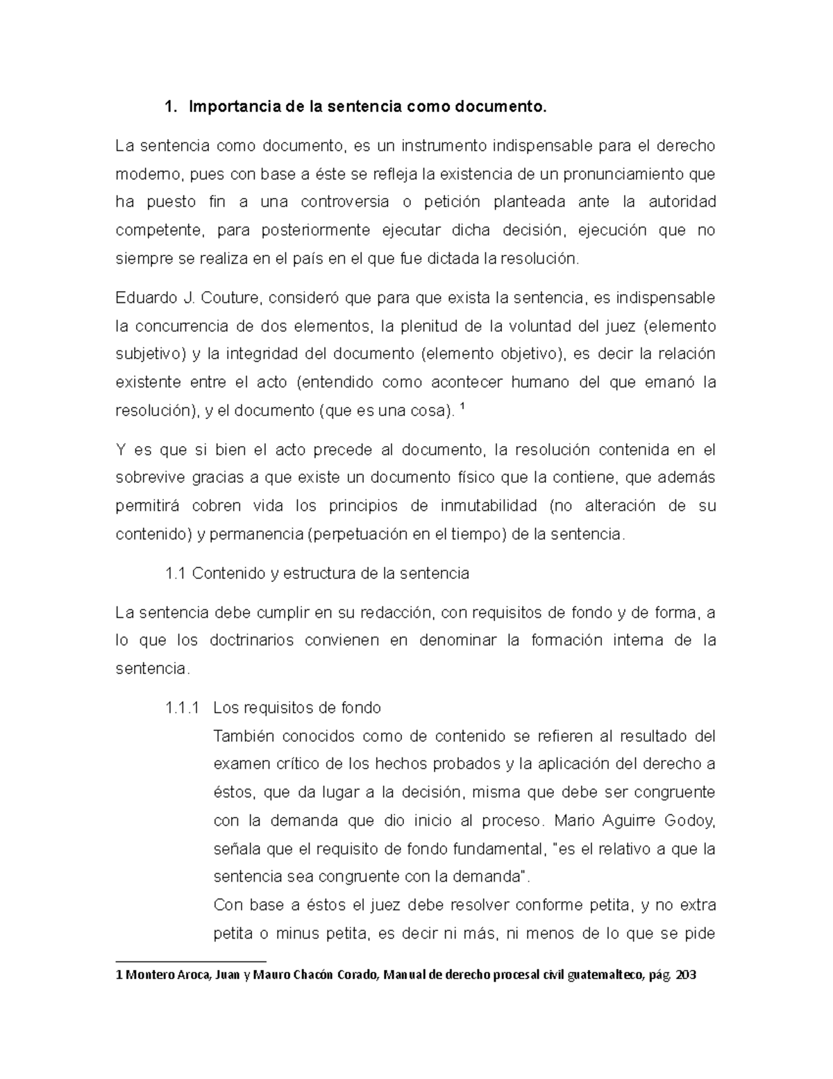 Sentencia extranjera y su ejecucion en g - 1. Importancia de la sentencia como documento. La ...