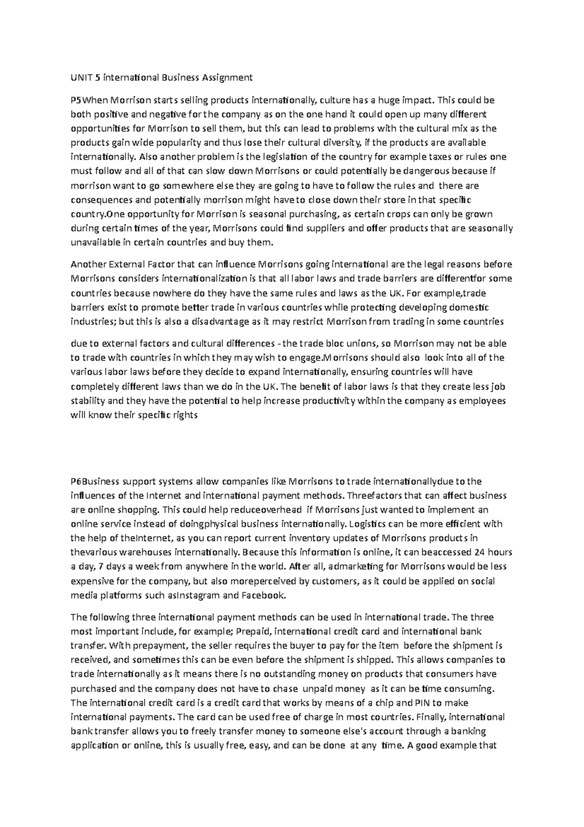 UNIT 5 international Business Assignment - UNIT 5 international ...