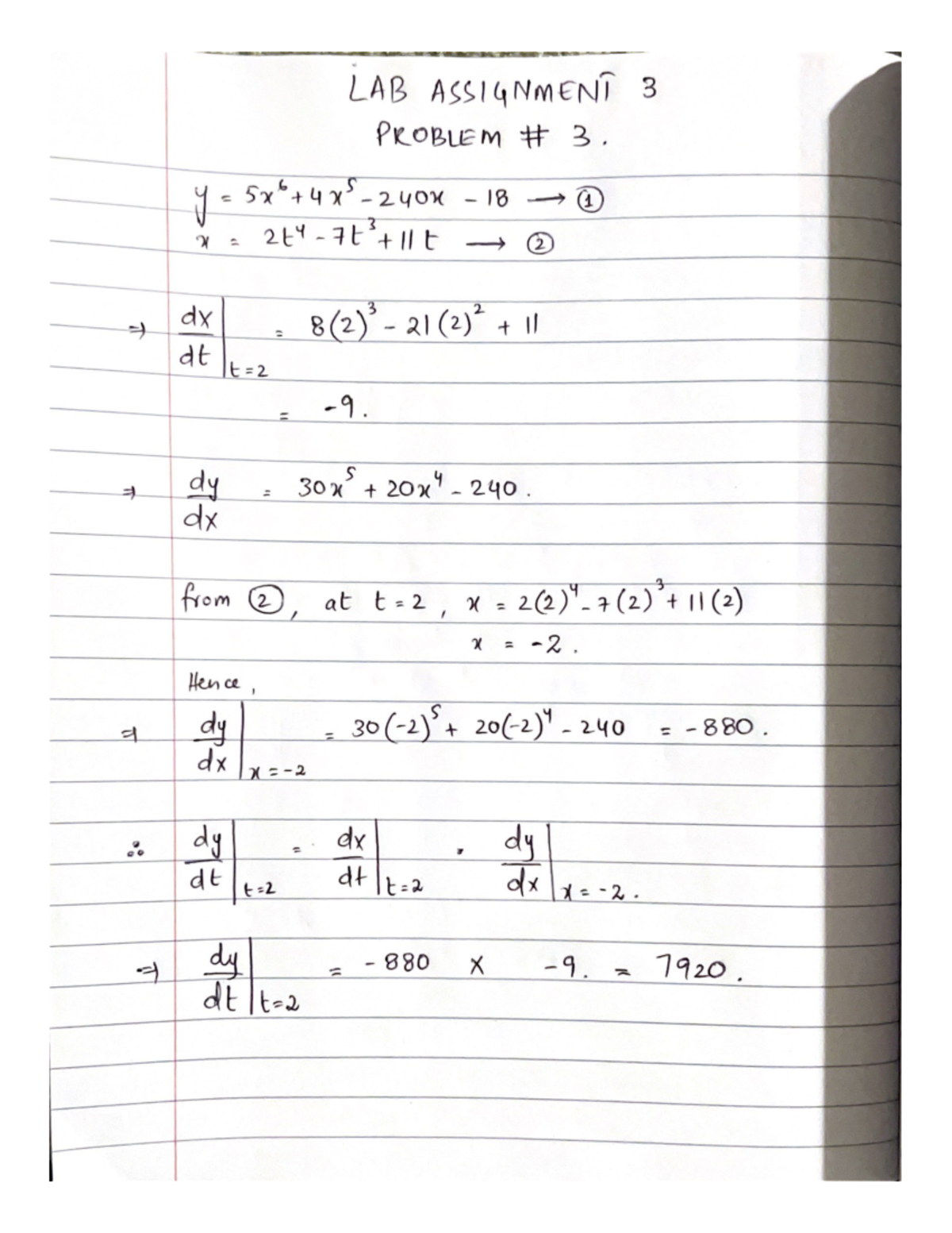 LAB Assignment 3 - Math 110.3 - LAB ASSIGNMENT 3 PROBLEM # 3. y = 5x6 ...