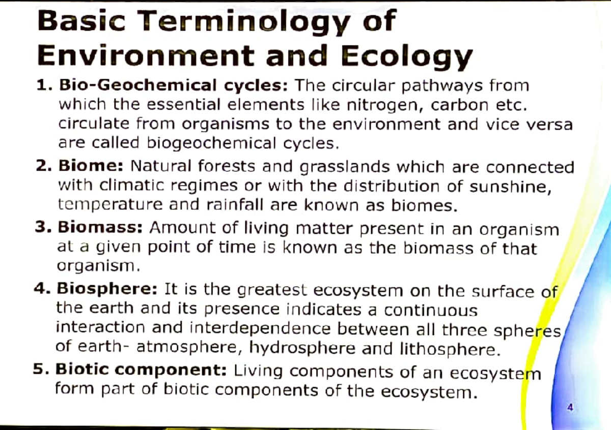 Evs mid sem - For guide - Basic Terminology of Environment and Ecology ...