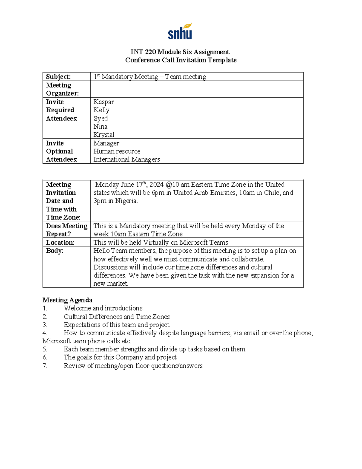 INT 220 Conference Call Invitation Template - INT 220 Module Six ...