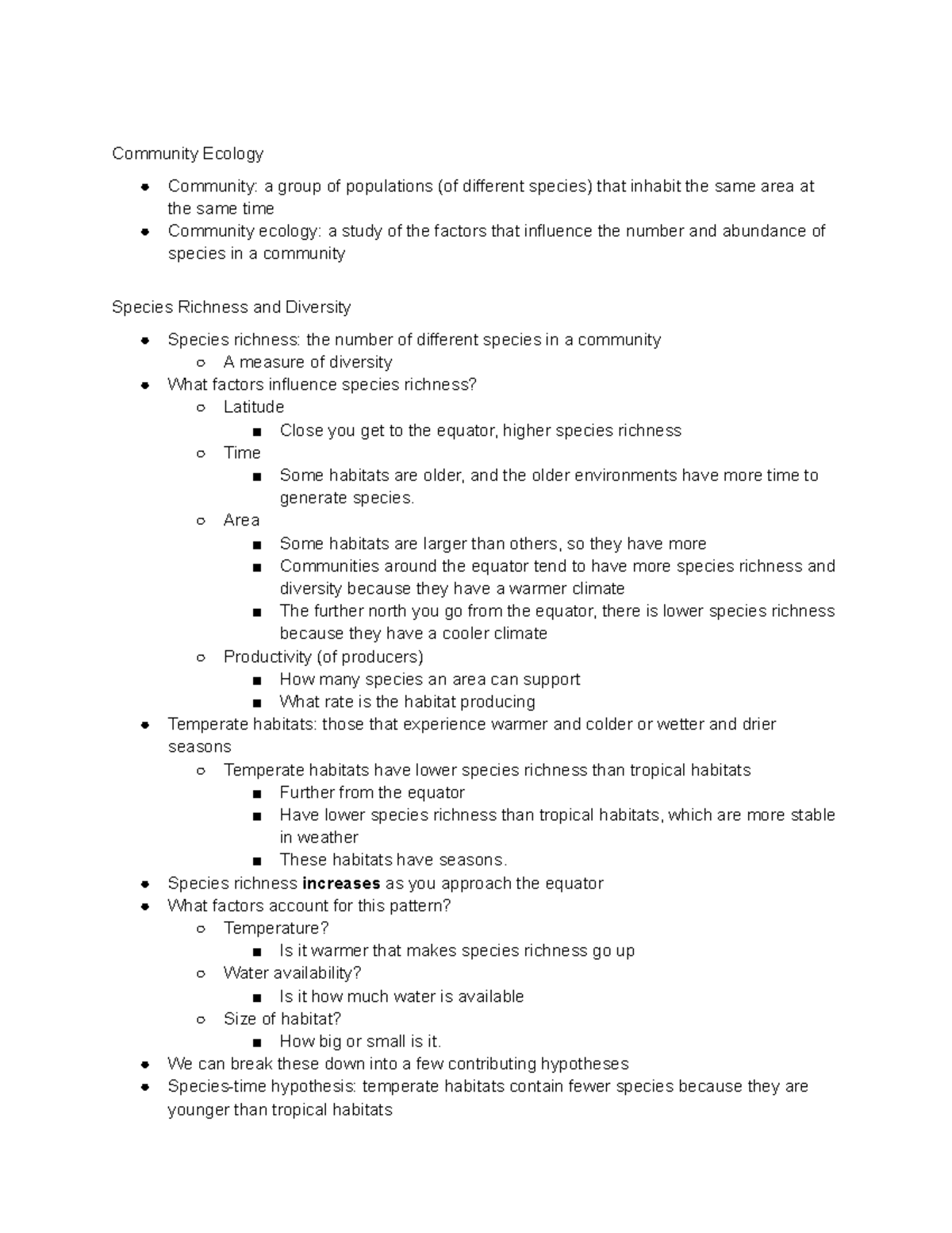 Community and Ecosystem Ecology Part II - Community Ecology Community ...