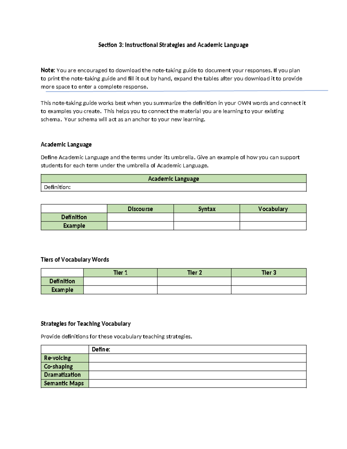 Language Arts Instruction and Intervention C365 - Section 3: Instructional Strategies and ...