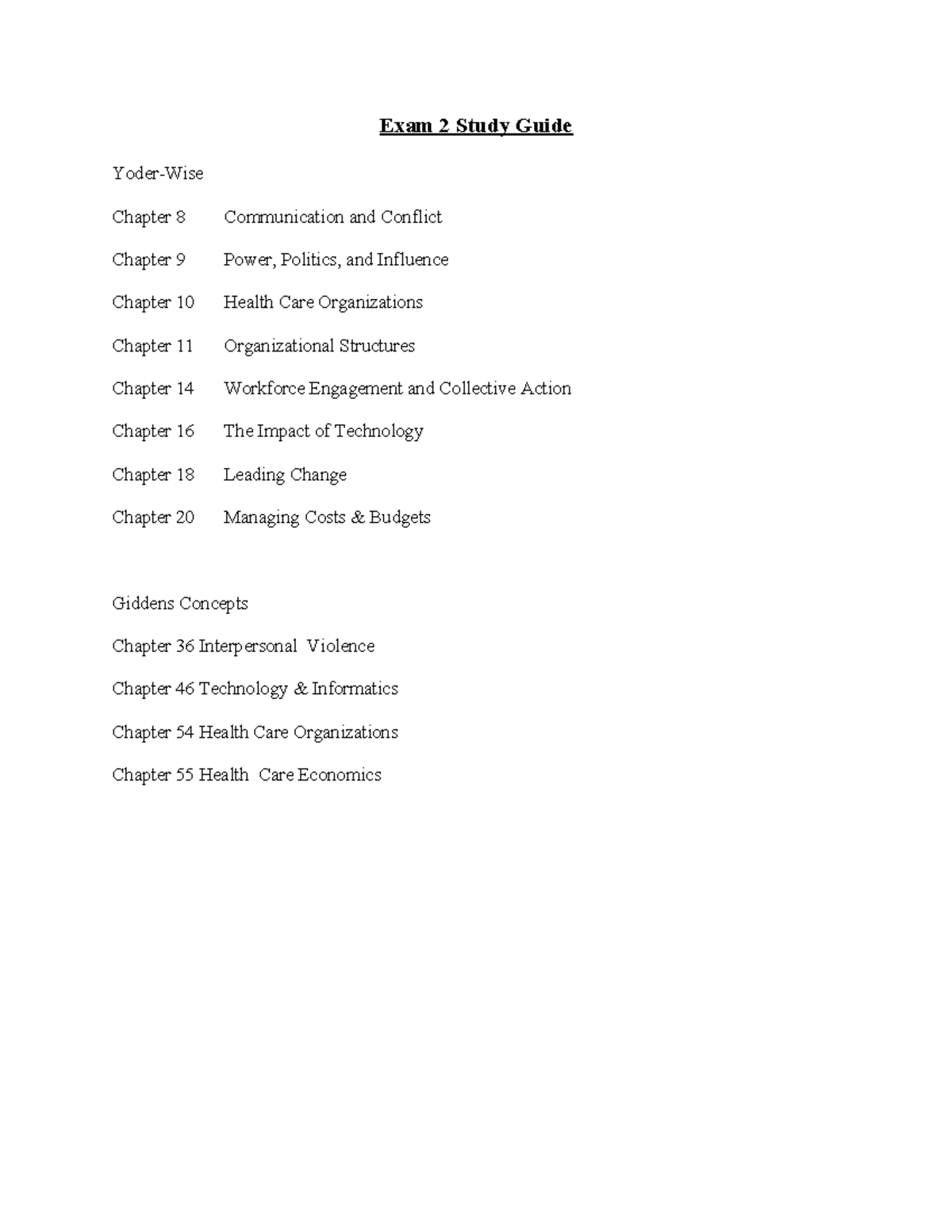 Exam 2 Study Guide Fall 2024 Updated - Exam 2 Study Guide Yoder-Wise ...