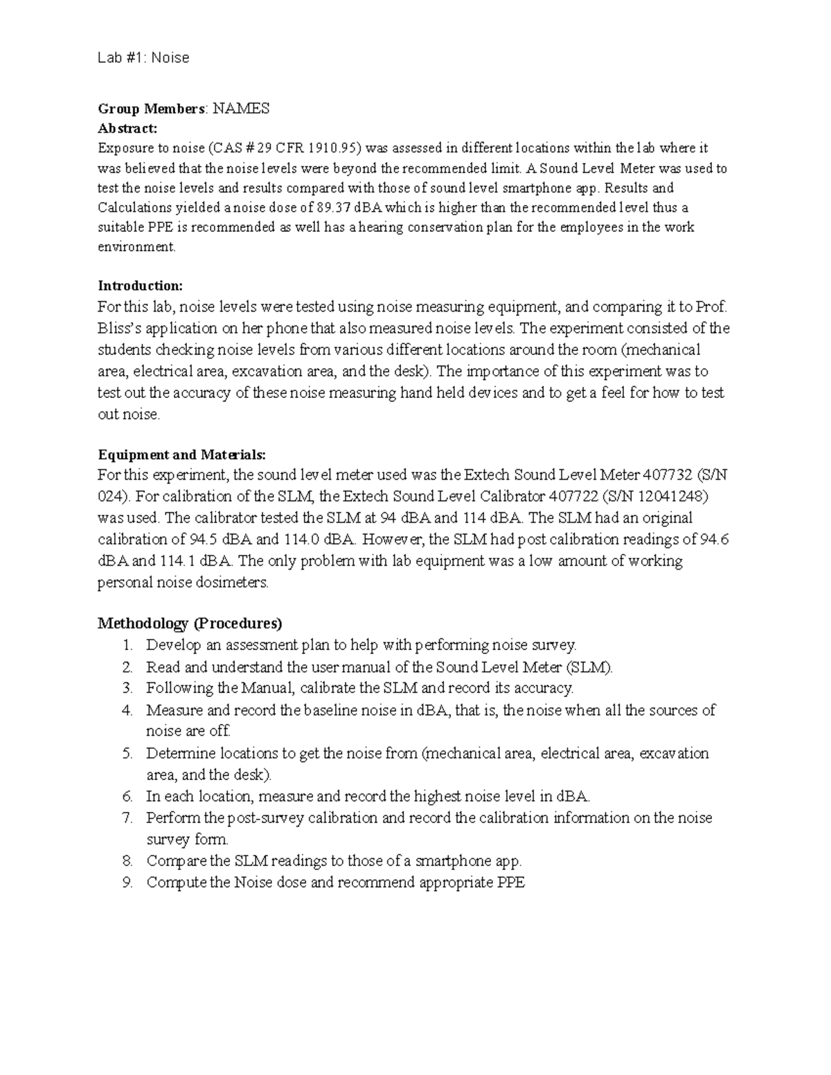 Lab 1- Noise - Lab 1 - My own work - Group Members : NAMES Abstract ...
