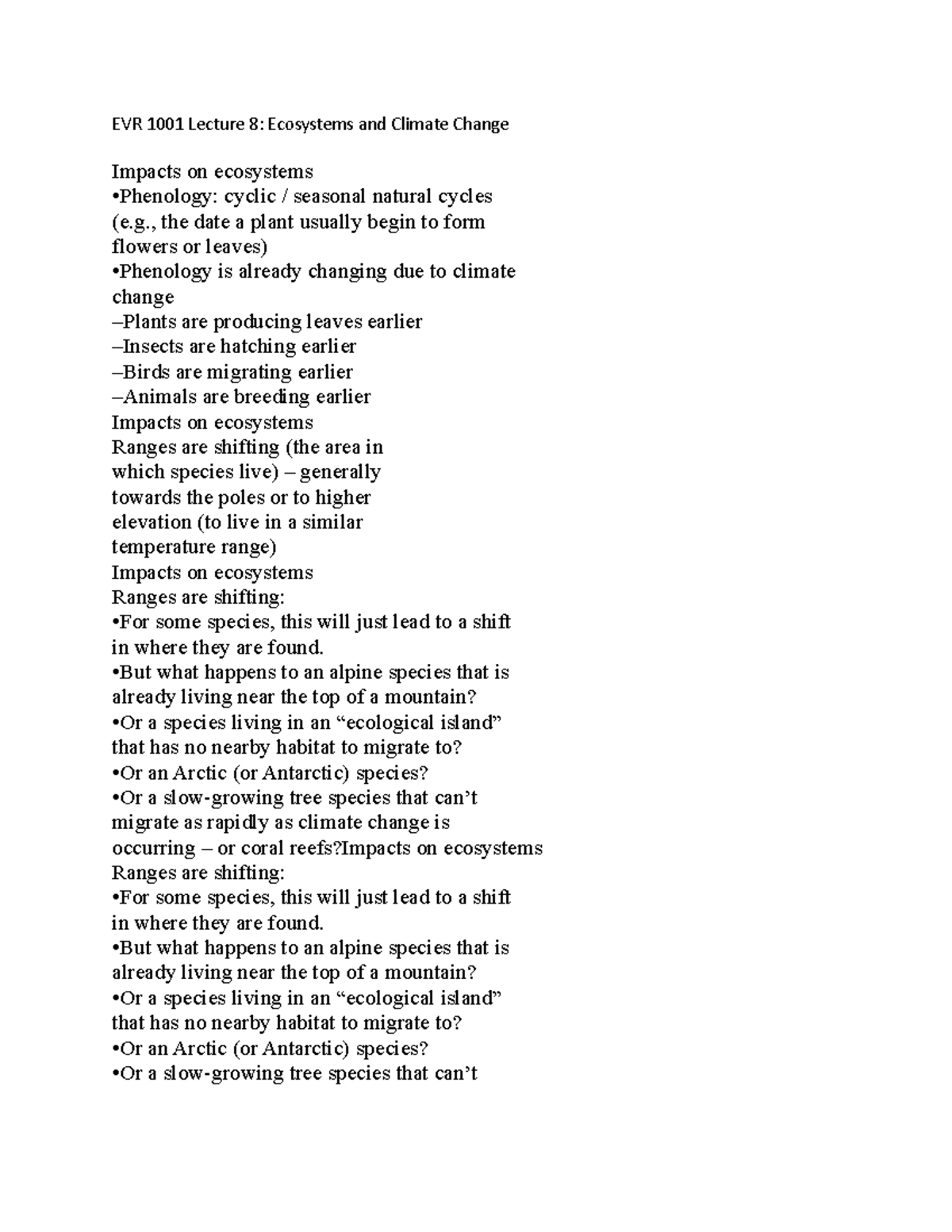 EVR 1001 Lecture 8 - Climate Change Impact on Society - EVR 1001 ...