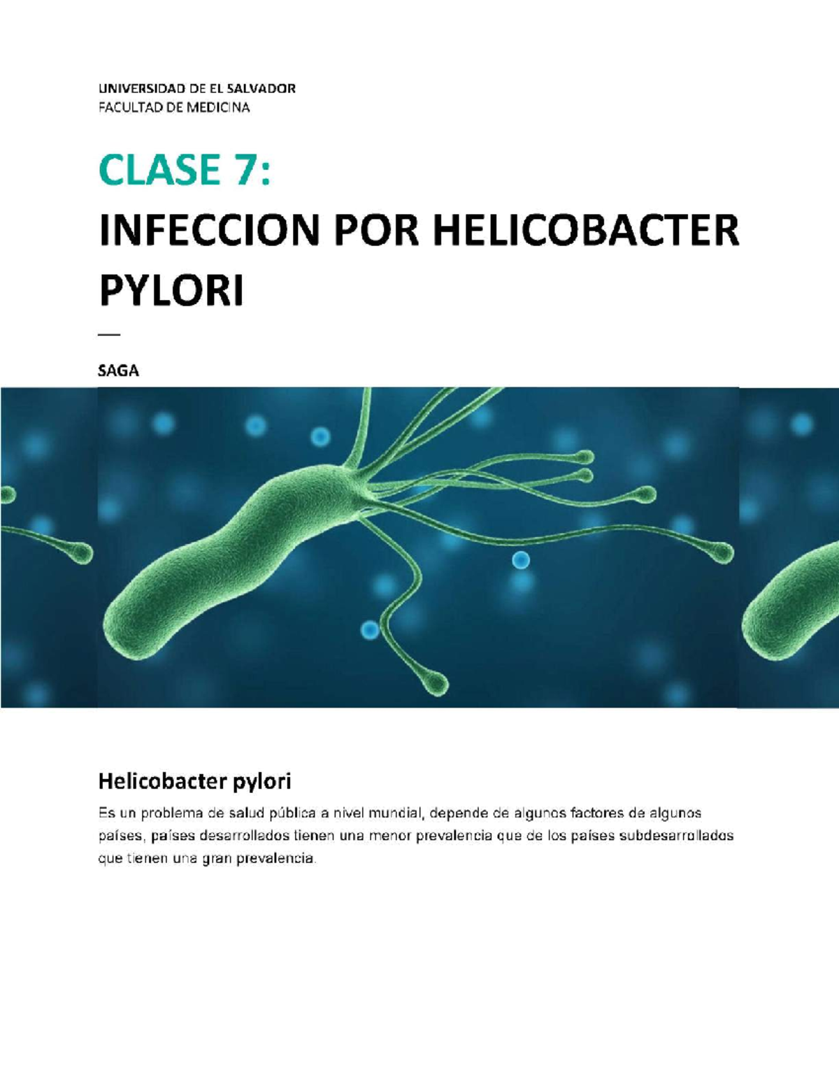 7 Helicobacter pylori - Class notes - UNIVERSIDAD DE EL SALVADOR ...