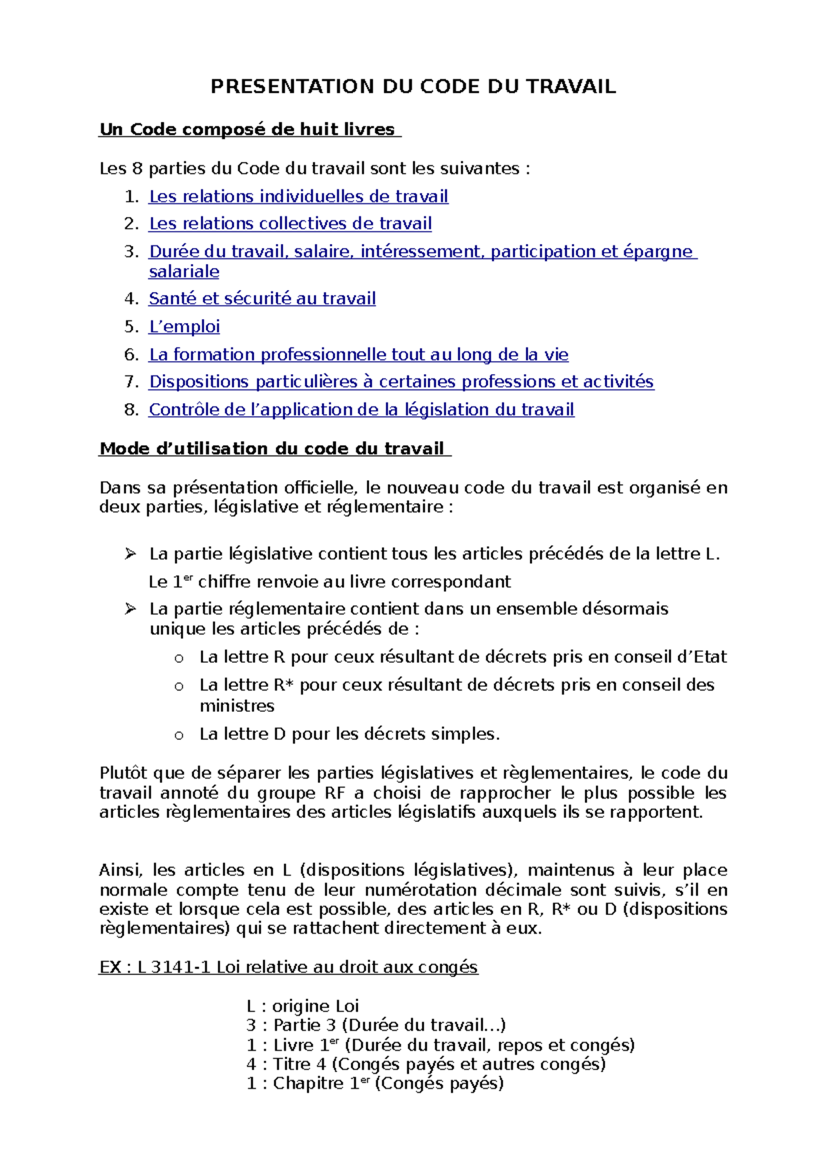 2 Presentation DU CODE DU Travail - PRESENTATION DU CODE DU TRAVAIL Un ...