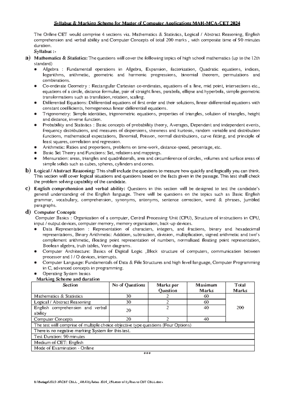 Syallabus - E:\Budage\ 2023 - 24 \CET CELL _ARA\Syllabus 2024_25\Letter ...