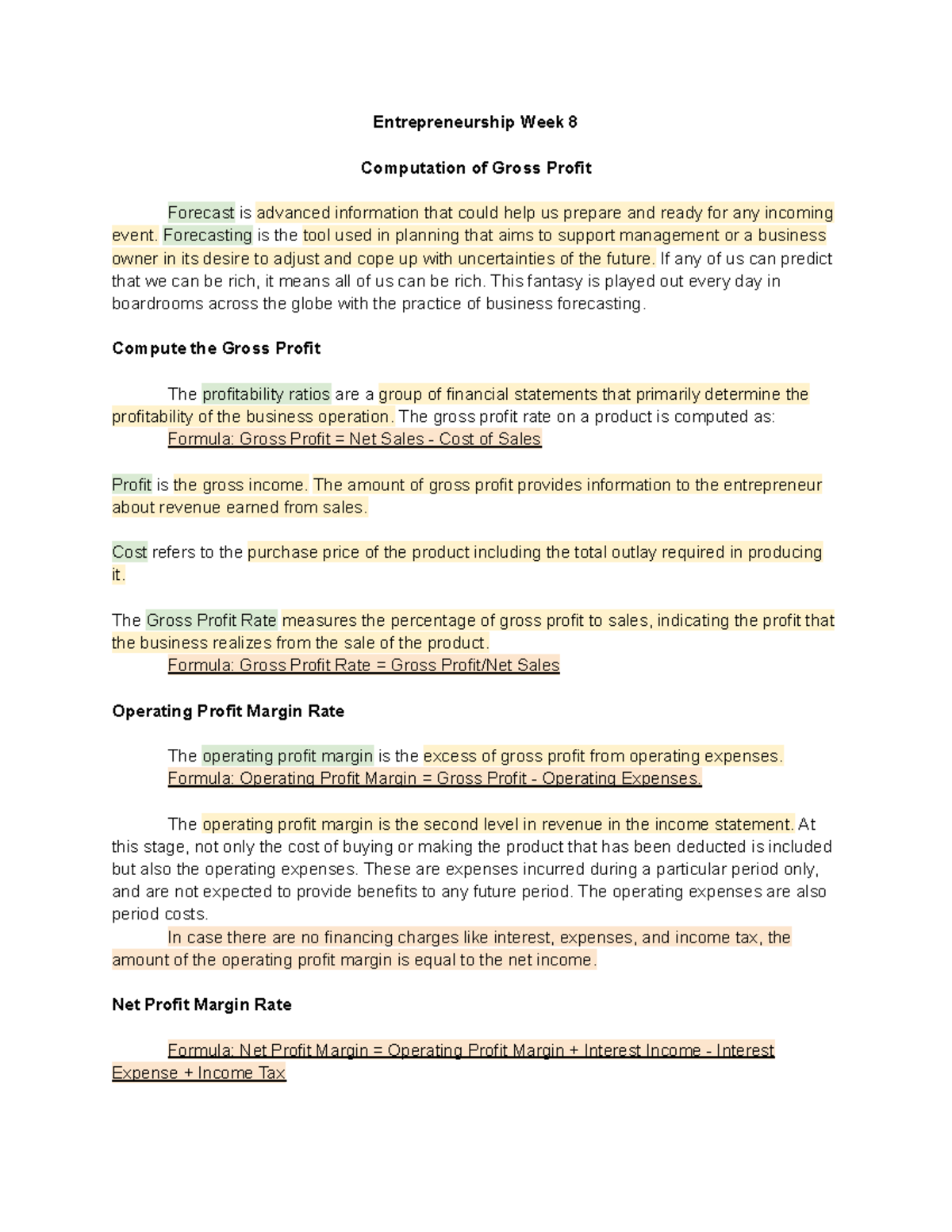 Business Finance // Entrepreneurship Week 8 - Entrepreneurship Week 8 ...