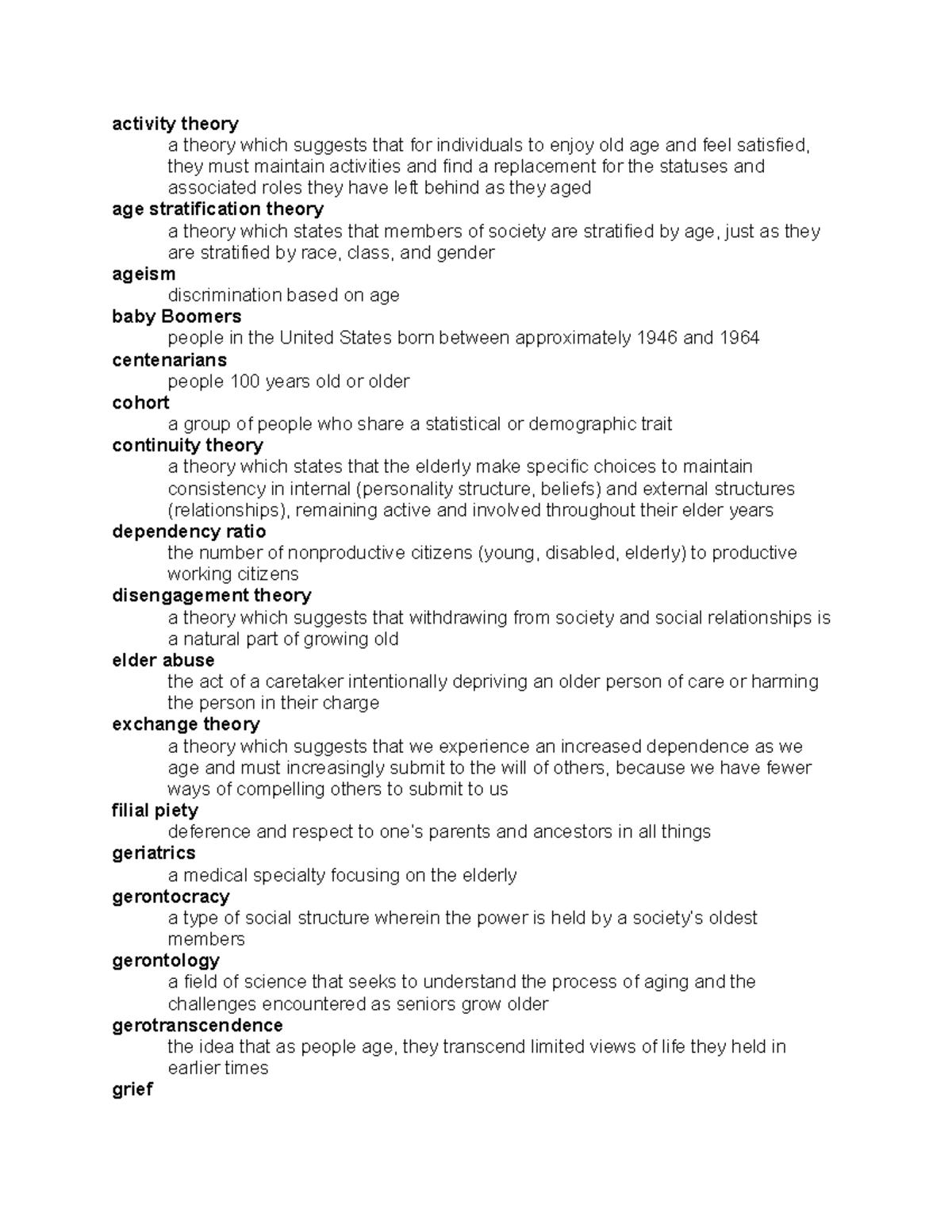 Chapter 13 Vocab - activity theory a theory which suggests that for ...
