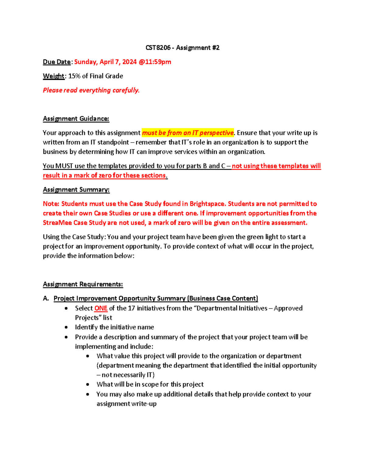 CST8206 - Assignment 2 - Assignment Guidance: Your approach to this ...