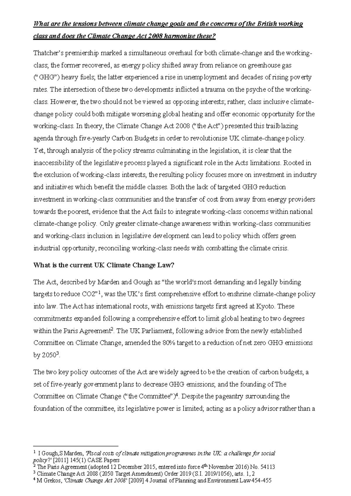 Sample First Class Essay - What are the tensions between climate change ...