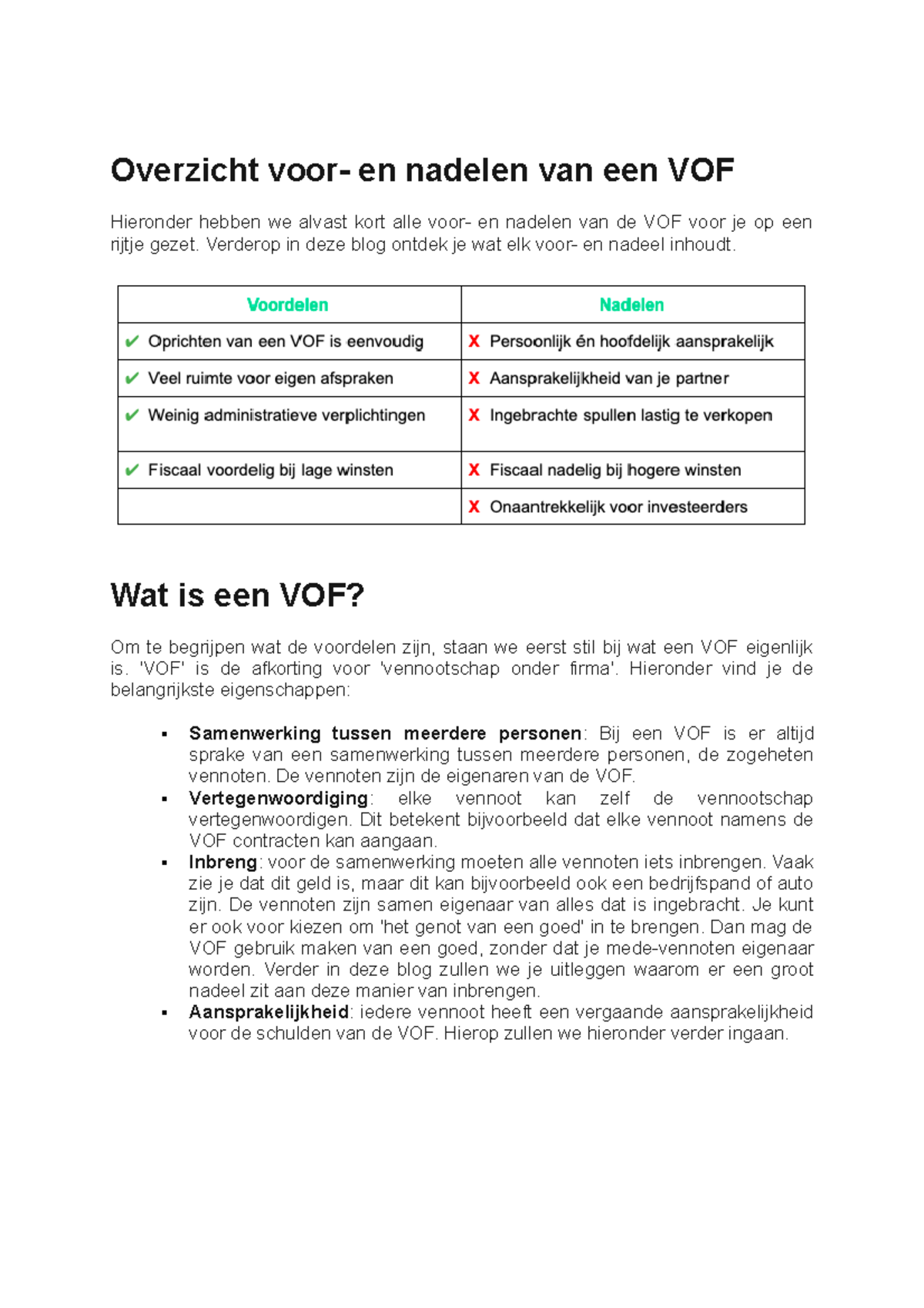 Fiscale informatie - dit is een korte samenvatting voor een VOF. zowel ...