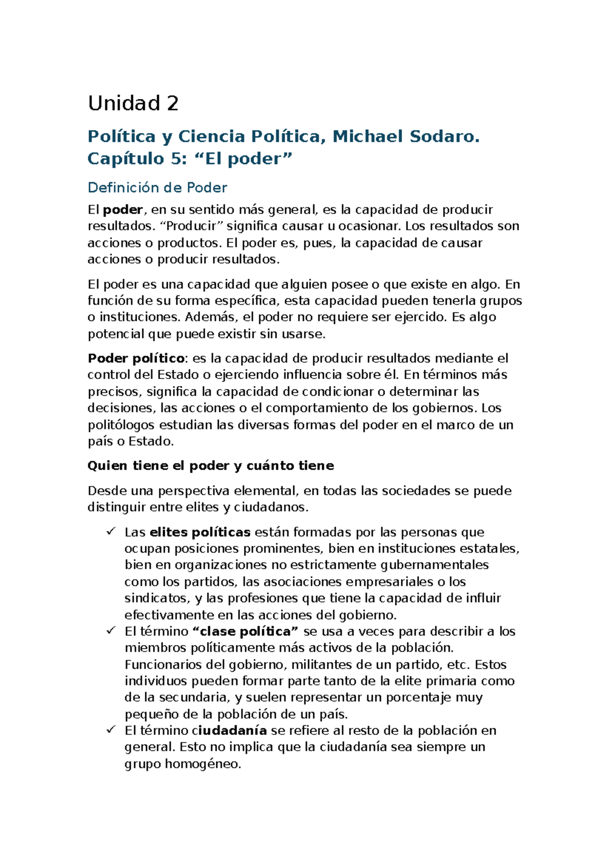 Unidad 2 - Unidad 2 Política y Ciencia Política, Michael Sodaro ...
