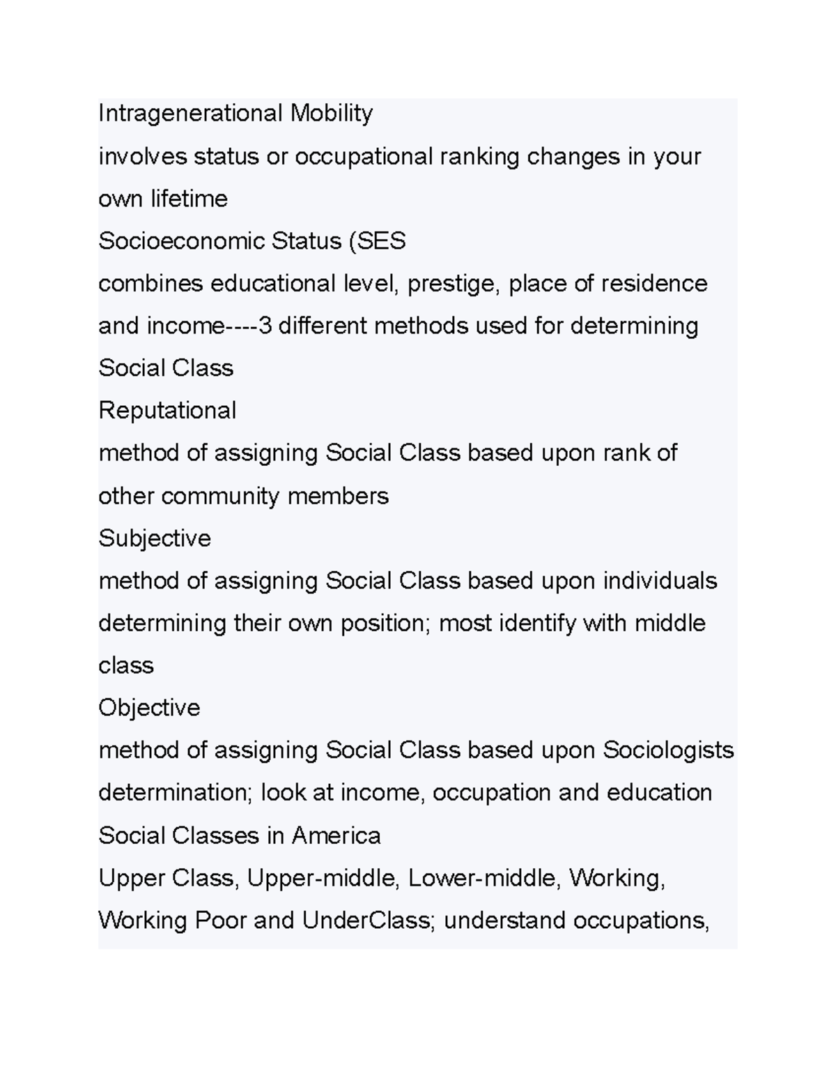 Sociology ch3 - Lecture notes Lec 1-3 - Intragenerational Mobility ...