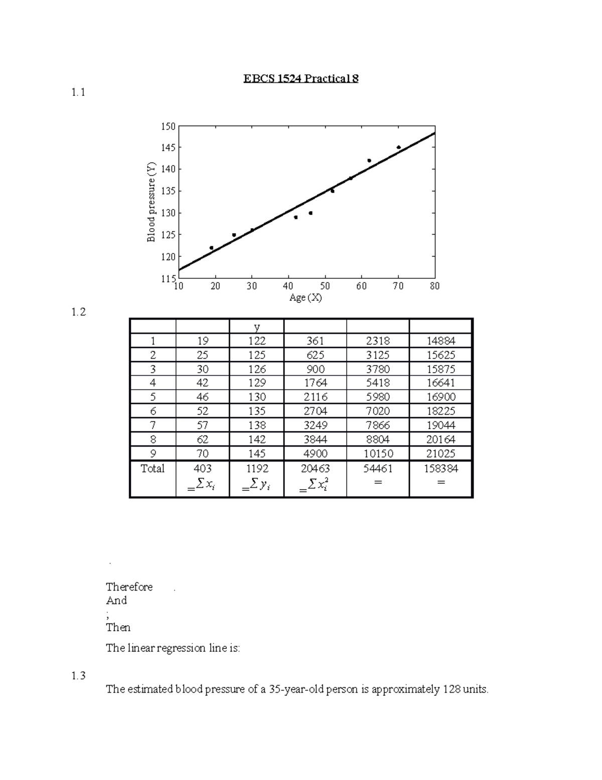 Practical 8 sem2 memo - EBCS 1524 Practical 8 1. 10 20 30 40 50 60 70 ...