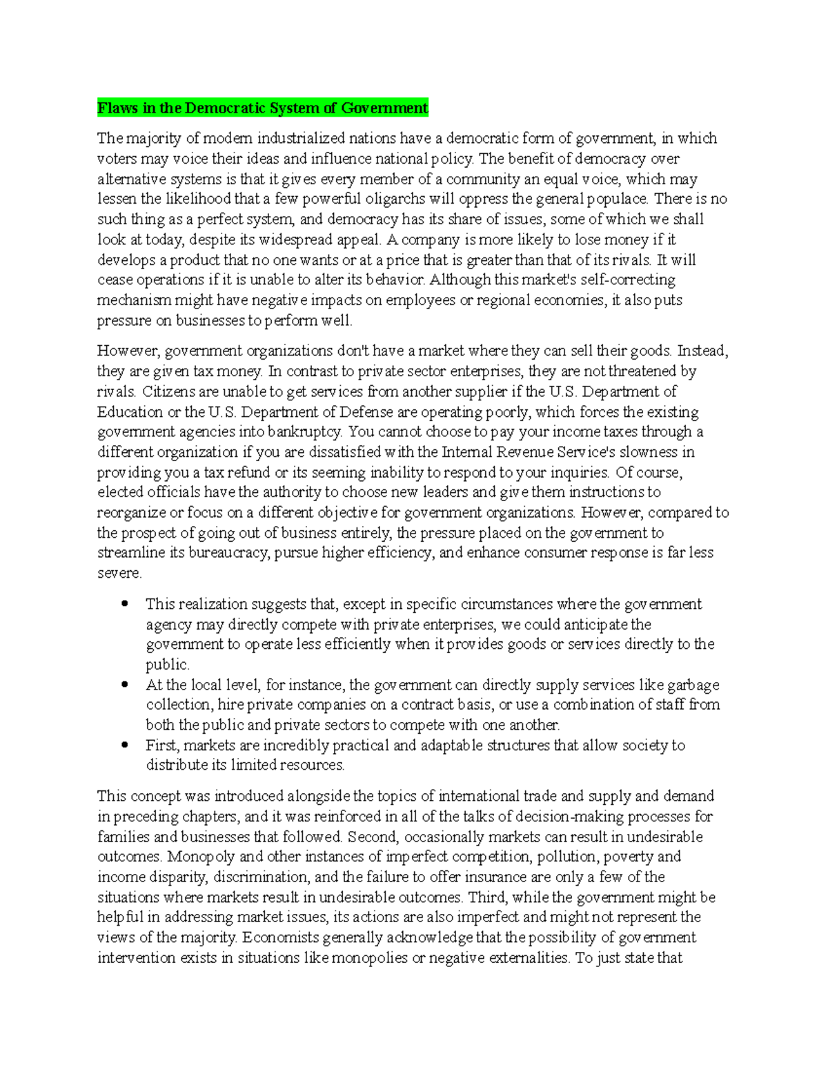 Flaws in the Democratic System of Government - The benefit of democracy ...