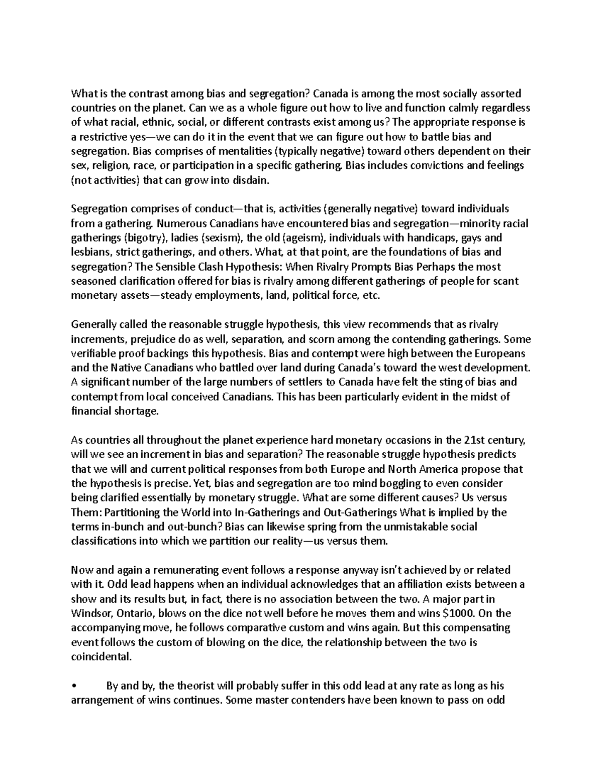 Stereotypic thinking - What is the contrast among bias and segregation ...