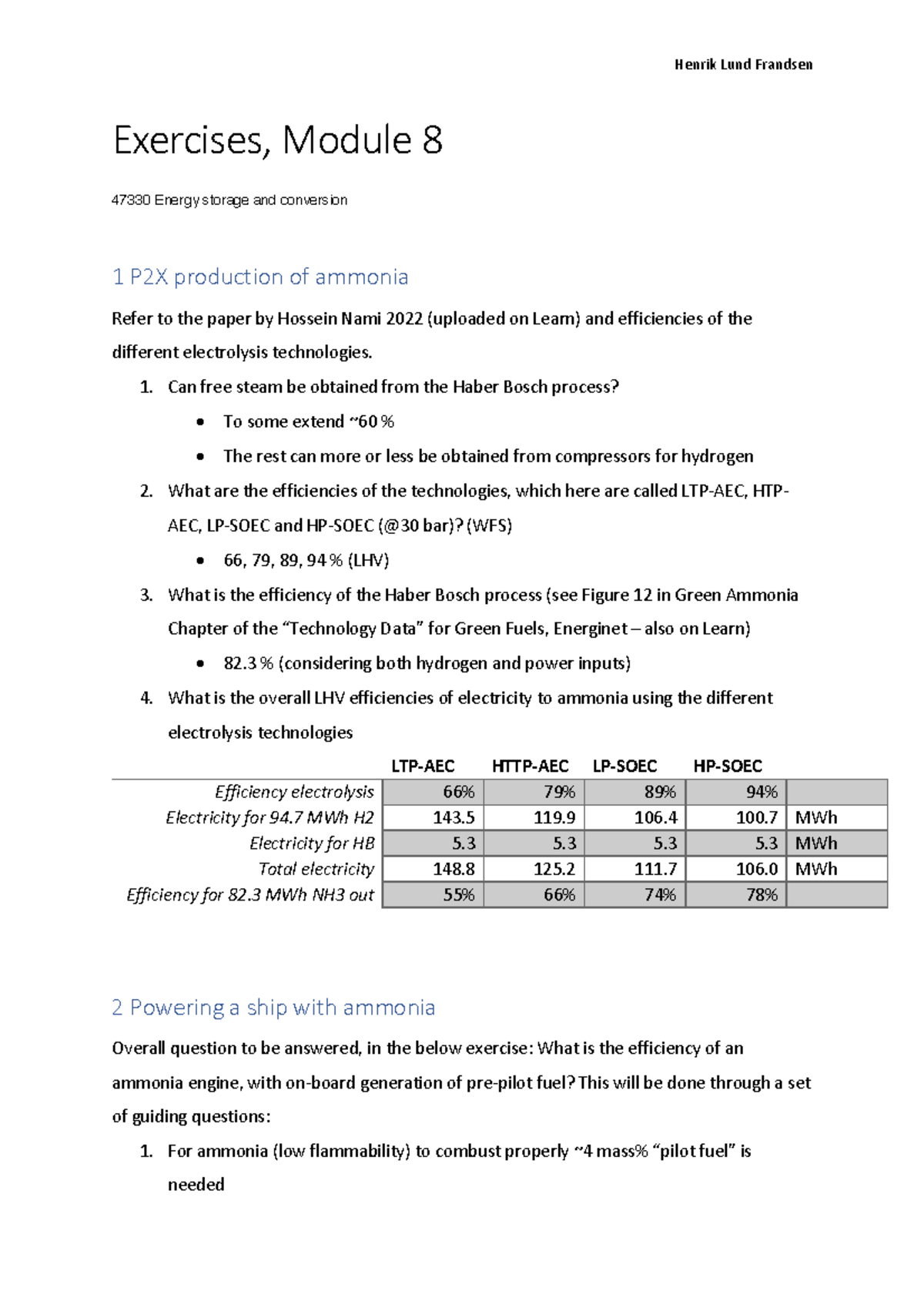 Exercises, Module 8 with answers - Henrik Lund Frandsen Exercises ...