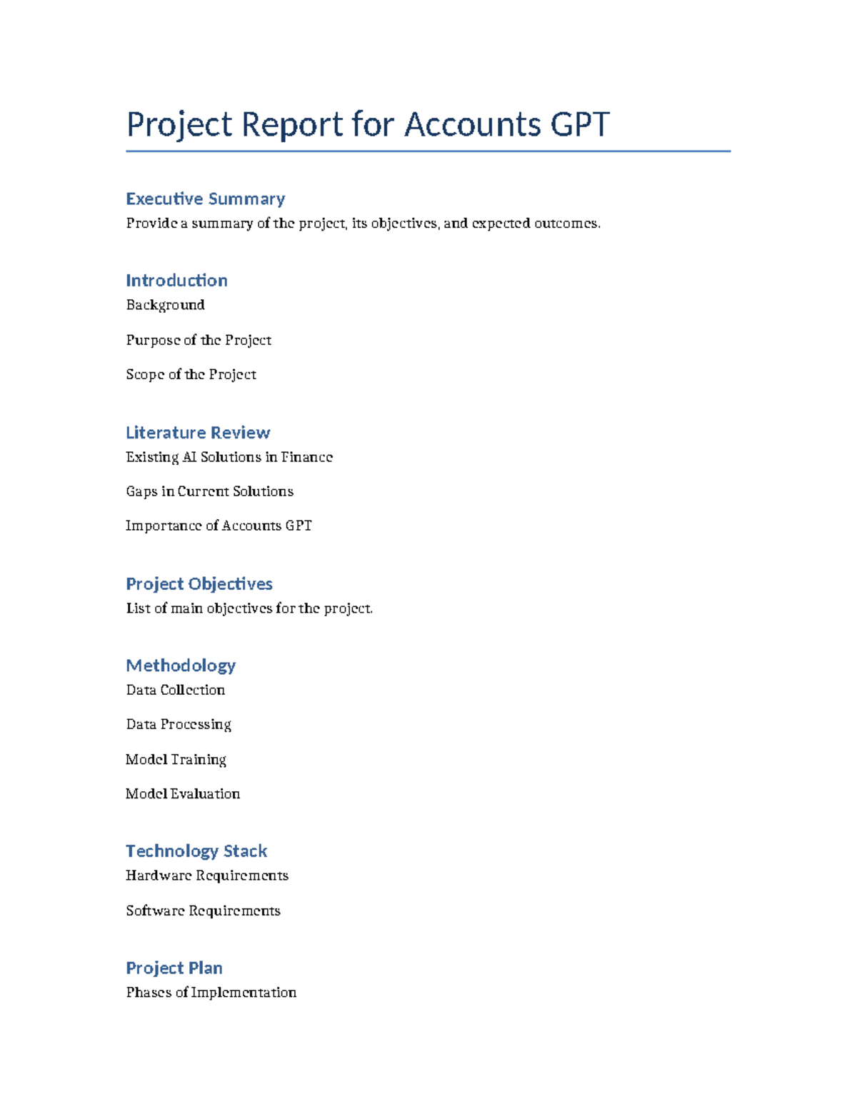 Accounts GPT Project Report - Project Report for Accounts GPT Executive ...