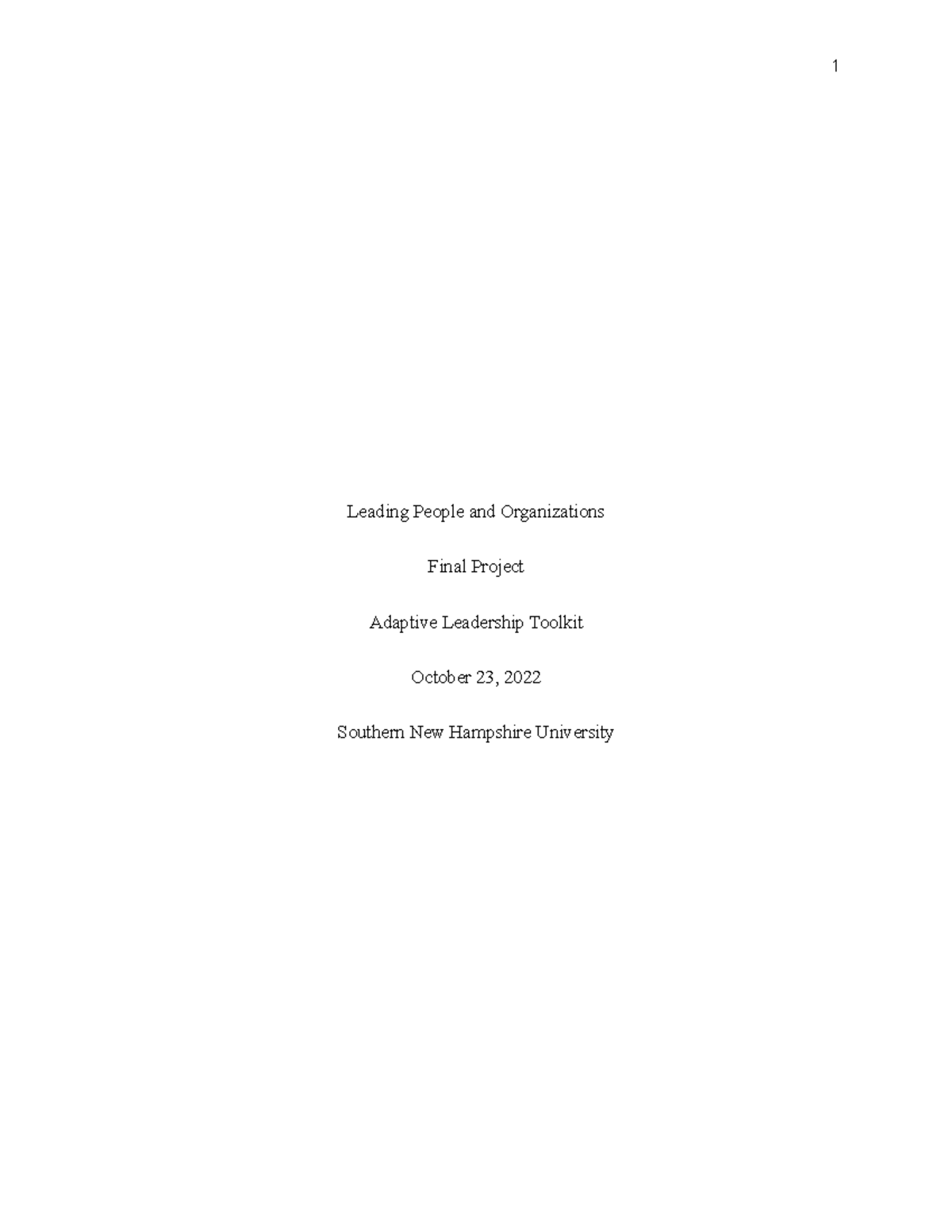 Final Project - Leading People and Organizations Final Project Adaptive ...