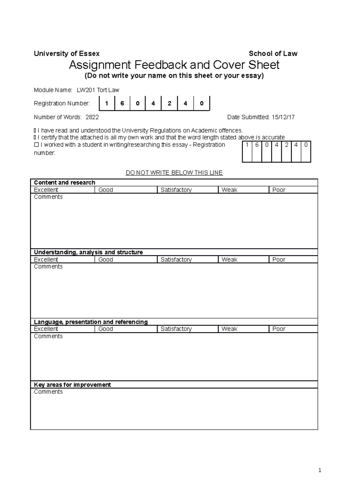 Tort law problem question answer 2018 - University of Essex School of ...