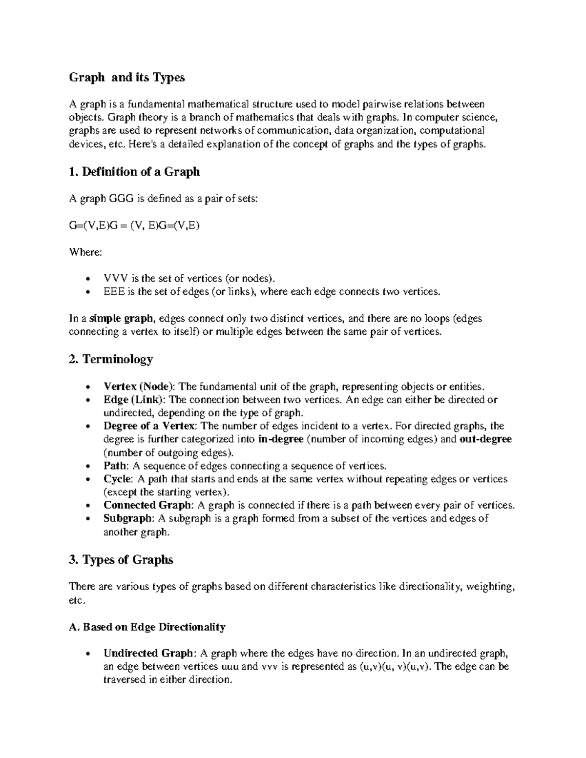 Notes unit -1 sna - Graph and its Types A graph is a fundamental ...