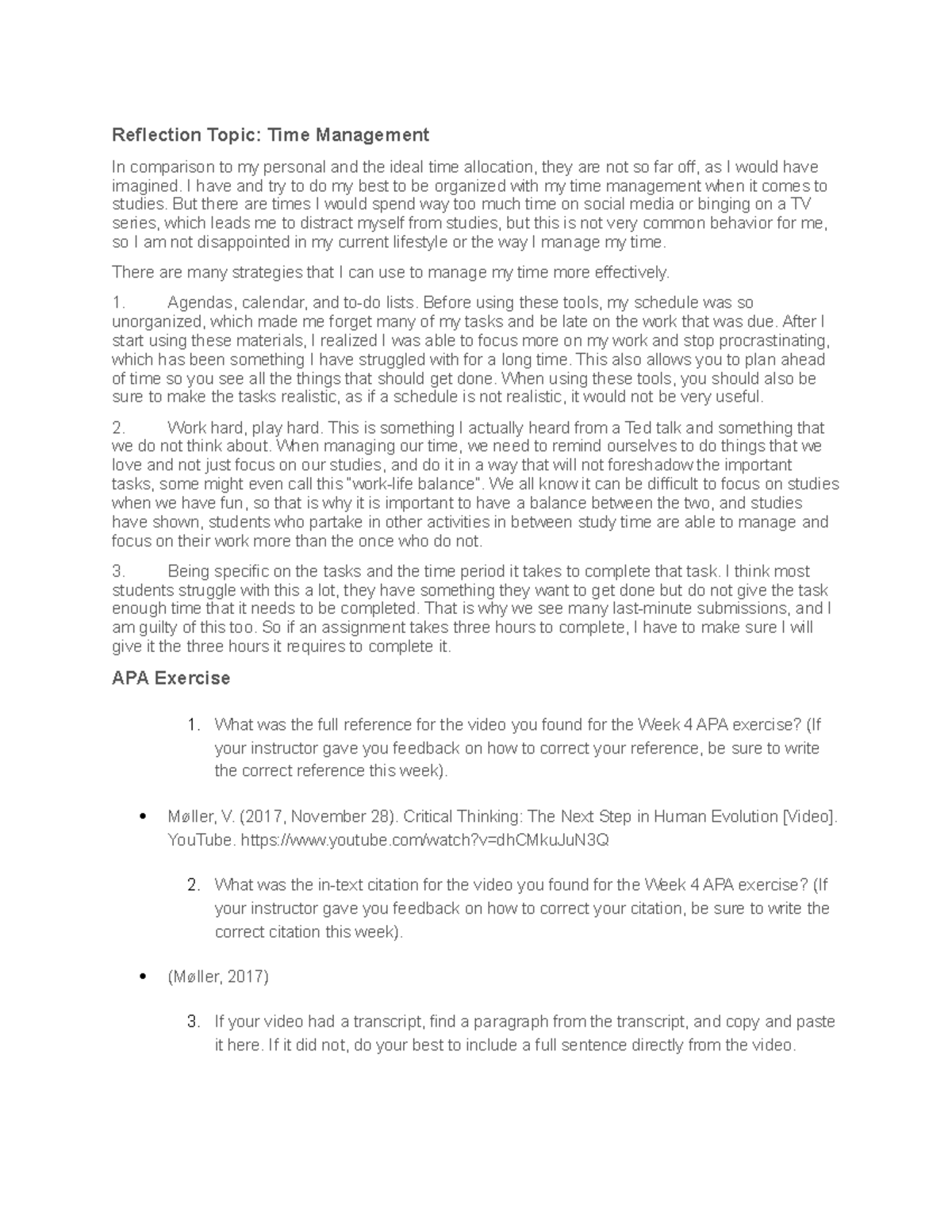 Learning journal - Week 6 - Reflection Topic: Time Management In ...