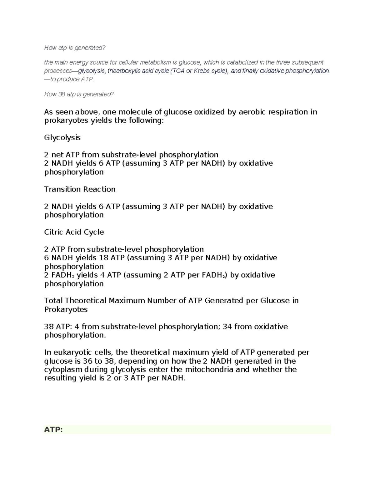 How atp is generated - How atp is generated? the main energy source for ...