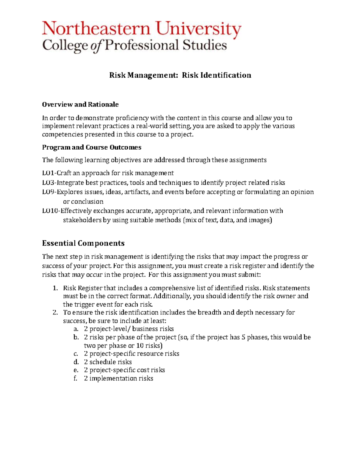 Risk Identification Rubric - Risk Management: Risk Identification ...