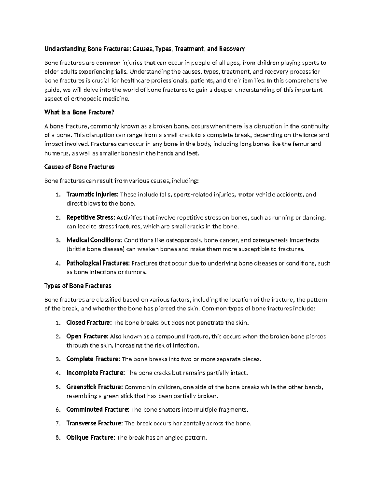 Understanding Bone Fractures - Understanding the causes, types ...